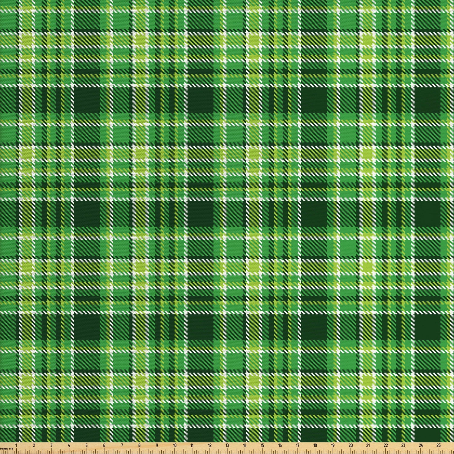 Ambesonne Checkered Fabric by the Yard Upholstery, Irish Mosaic Green ...