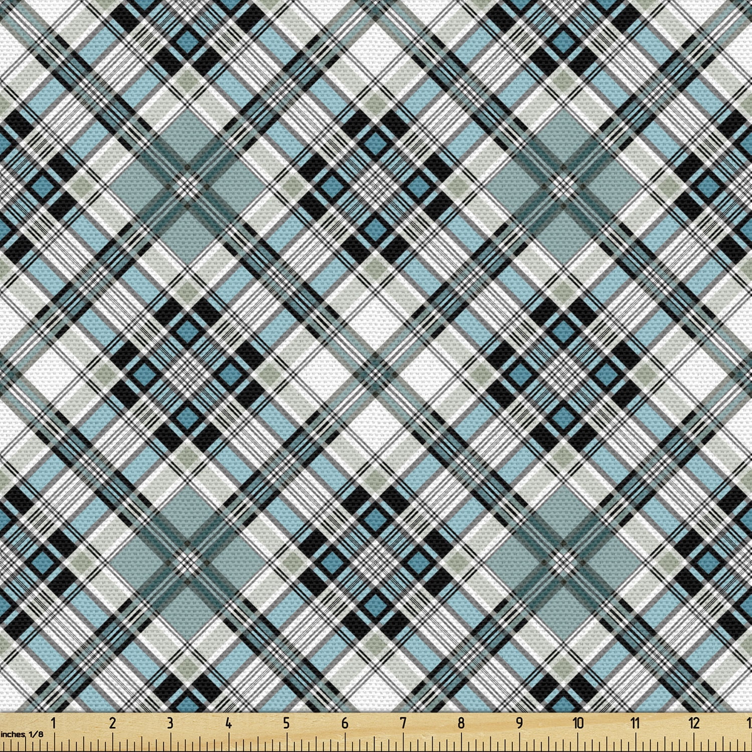 Ambesonne Checkered Fabric by the Yard Upholstery, Modern Country Look ...