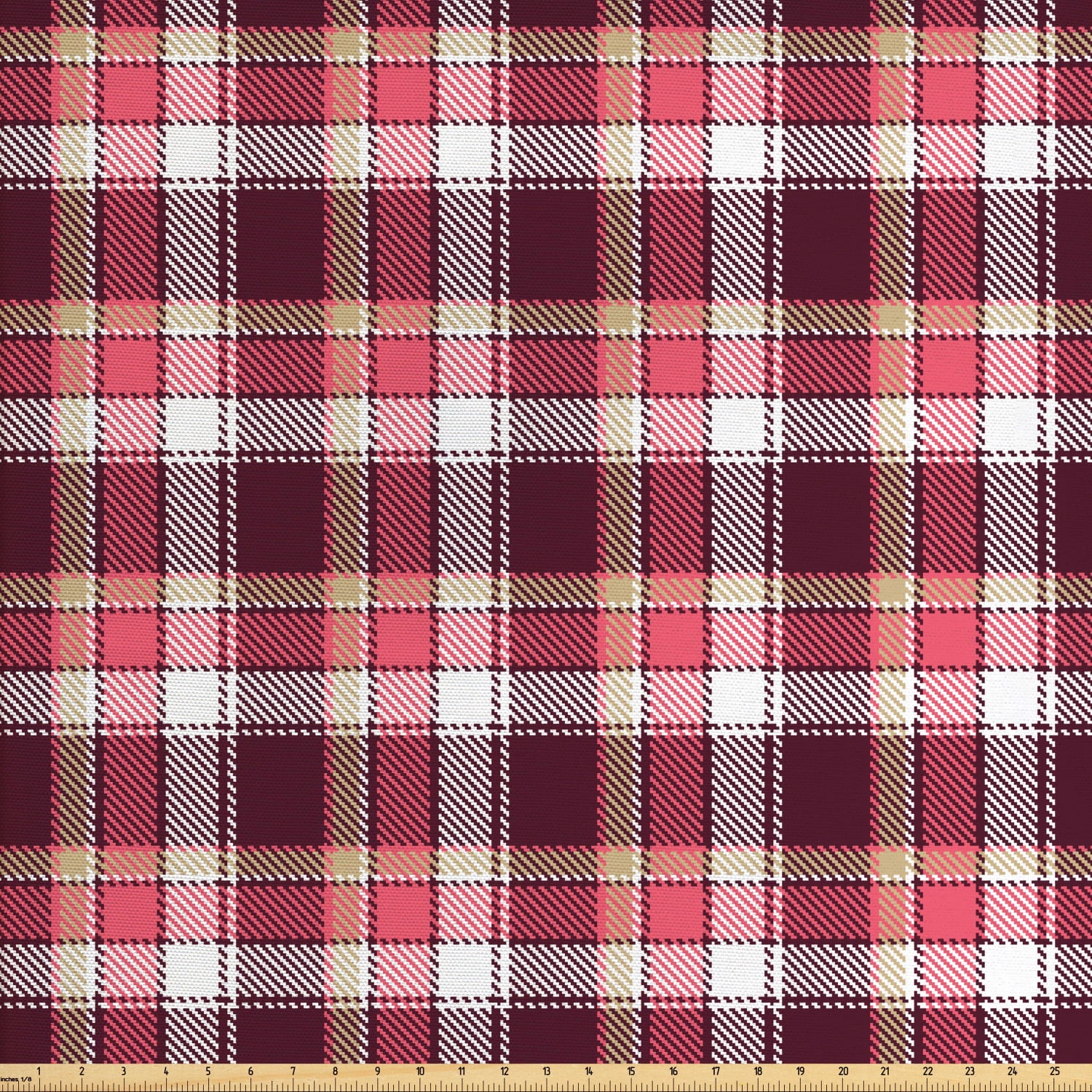 Ambesonne Checkered Fabric by the Yard Upholstery, Retro Plaid Squares ...