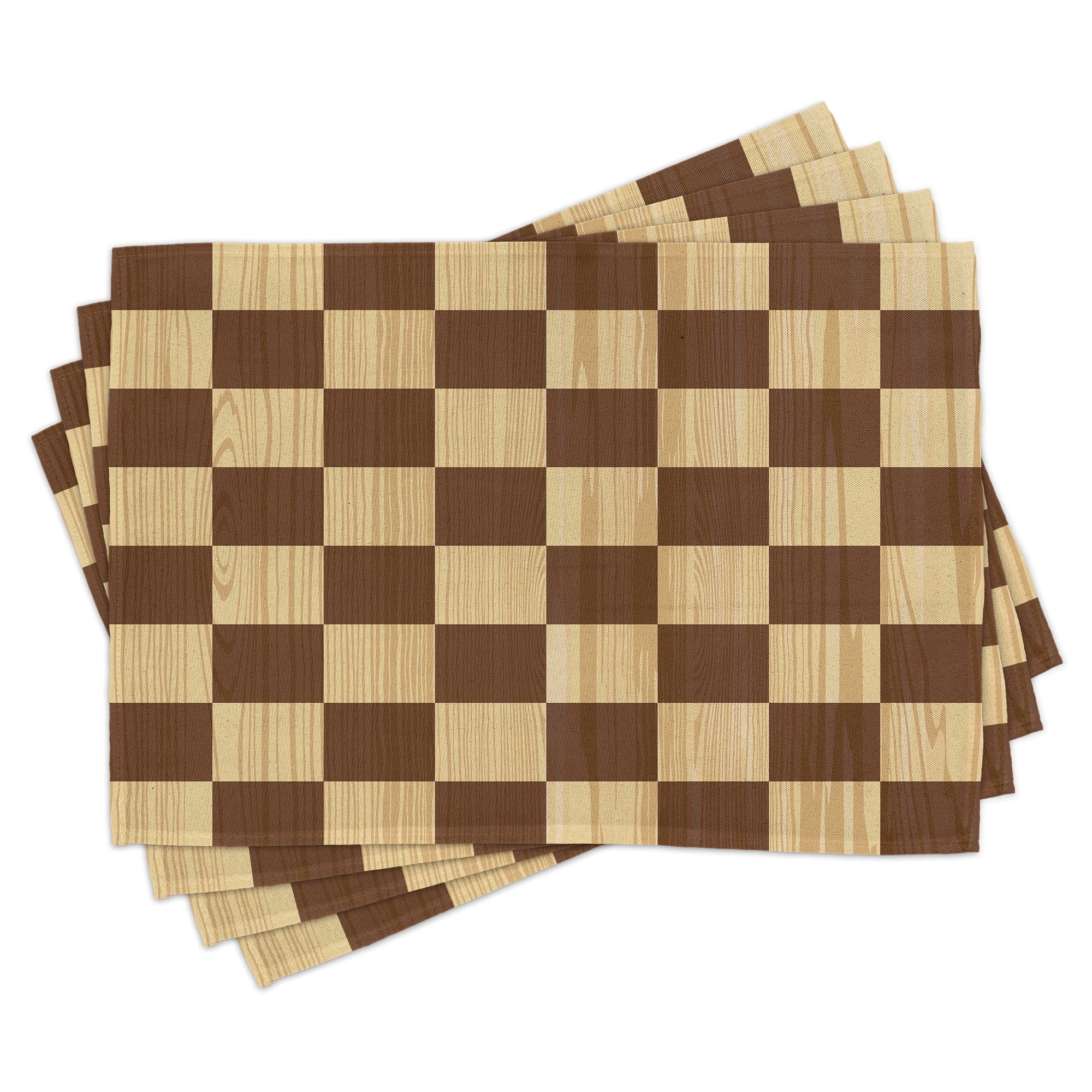 Ambesonne Checkered Place Mats Set of 4, Checkerboard Wooden, Standard ...