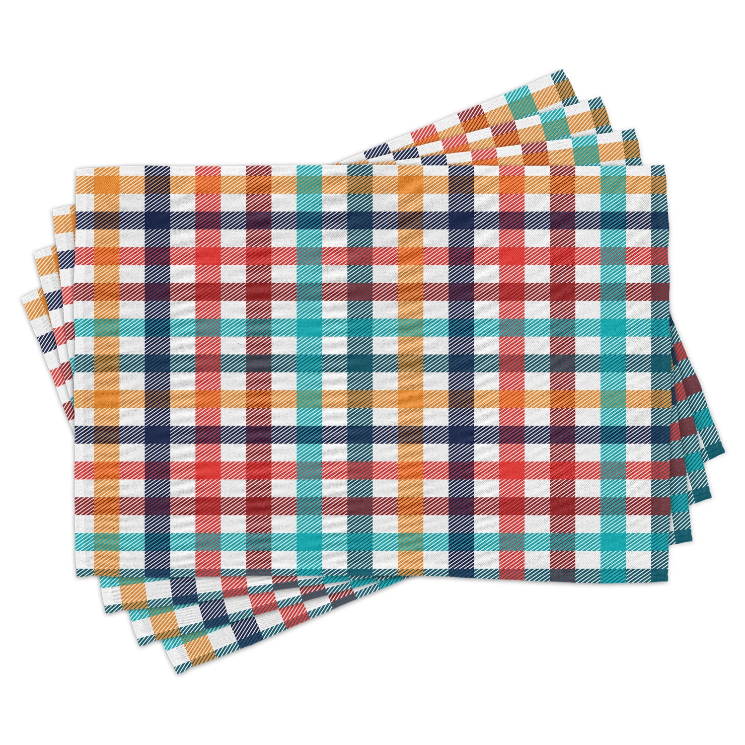 Ambesonne Checkered Place Mats Set of 4, Fresh Summer Gingham, Standard ...