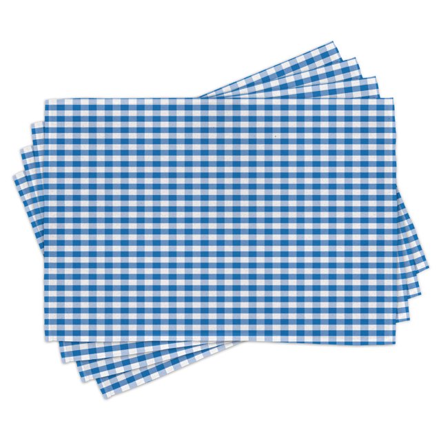 Ambesonne Checkered Place Mats Set of 4, Gingham Monochrome, Standard ...