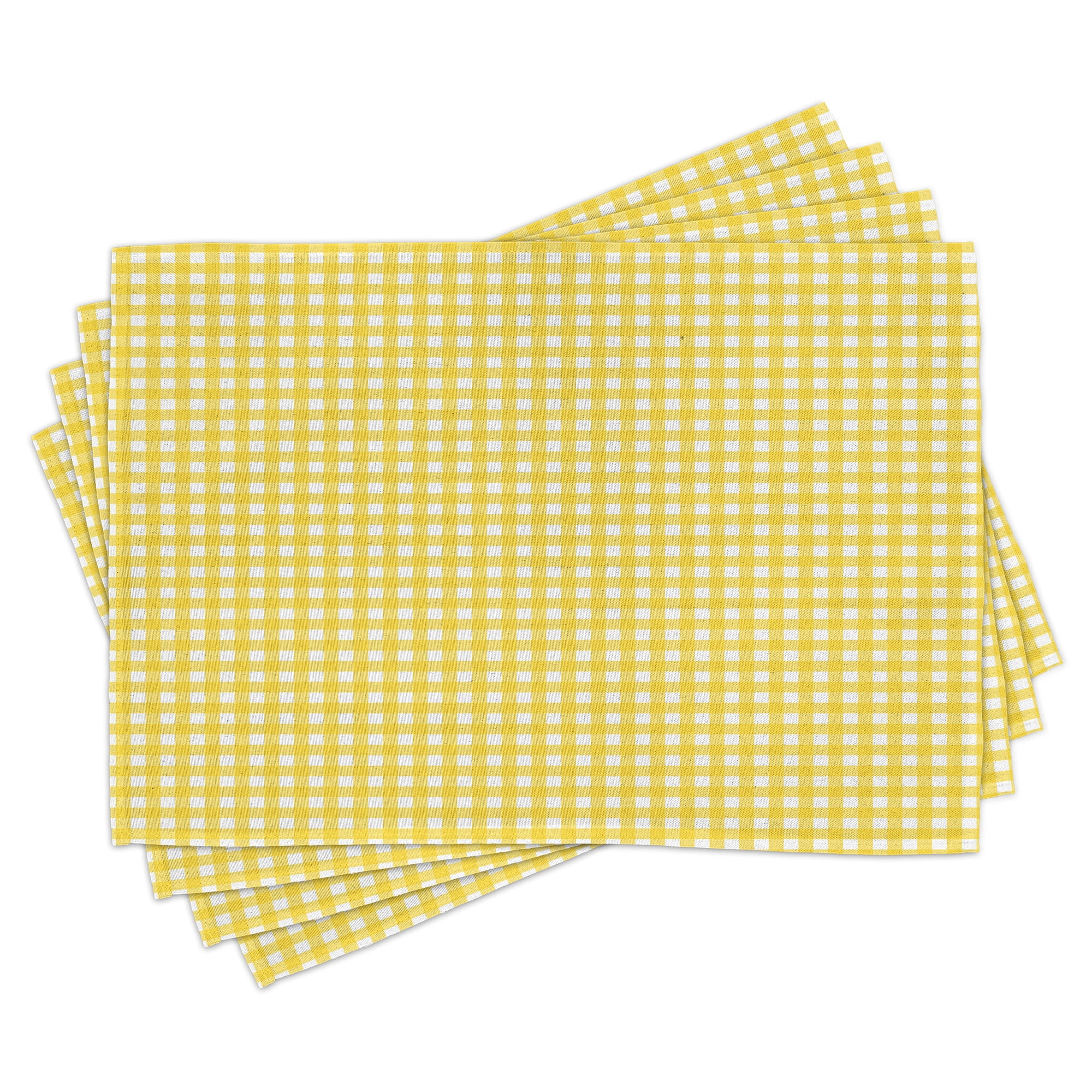 Ambesonne Checkered Place Mats Set of 4, Retro English Yellow, Standard ...