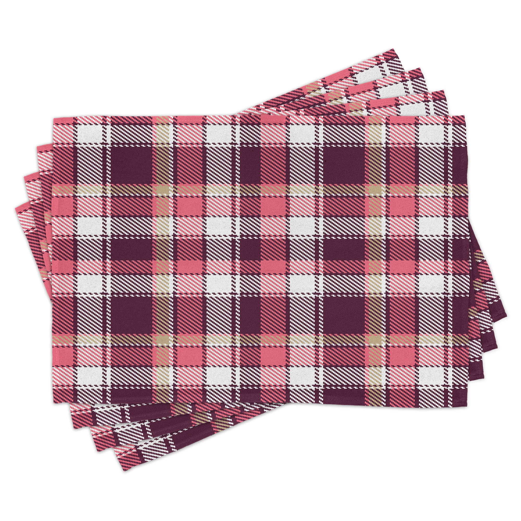 Ambesonne Checkered Place Mats Set of 4, Retro Plaid Squares, Standard ...
