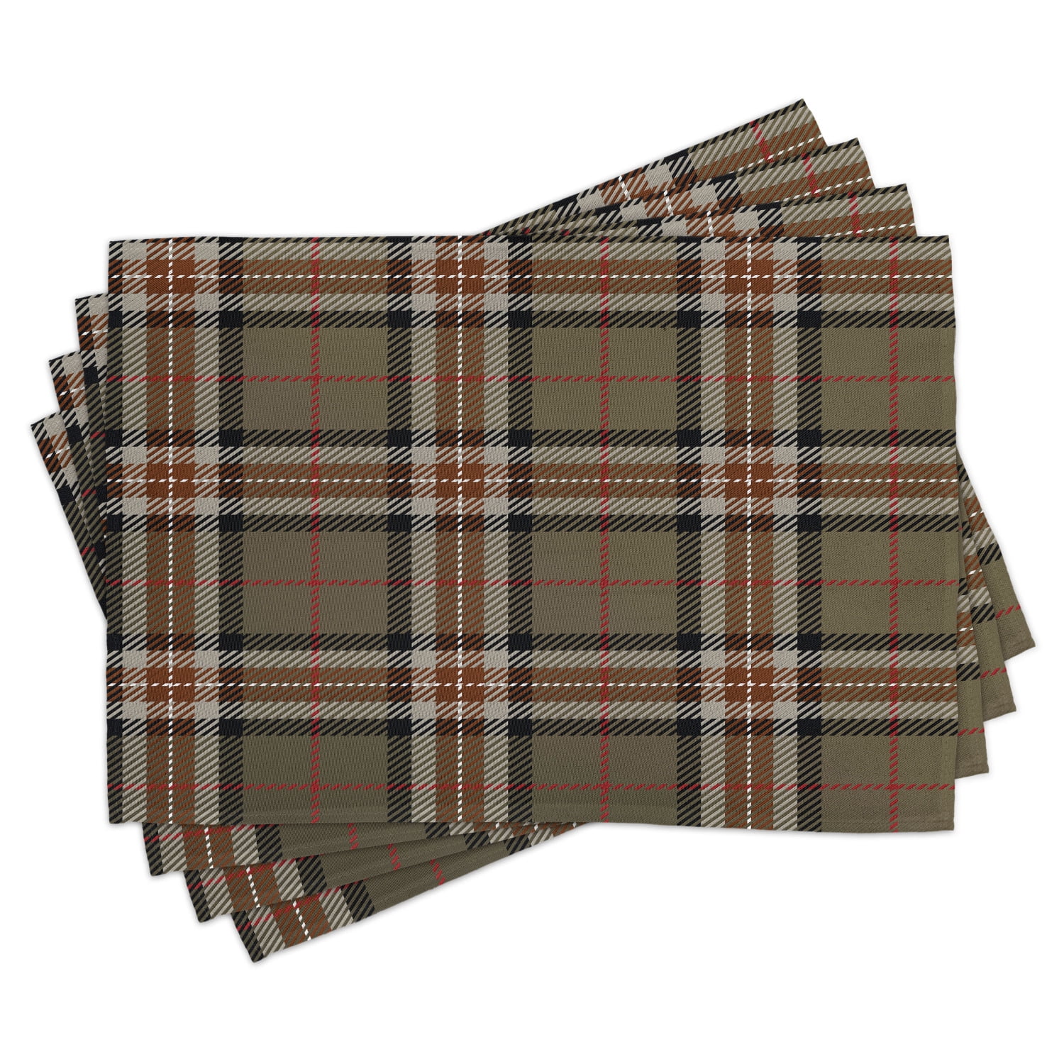 Ambesonne Checkered Place Mats Set of 4, Scottish Geometric, Standard ...