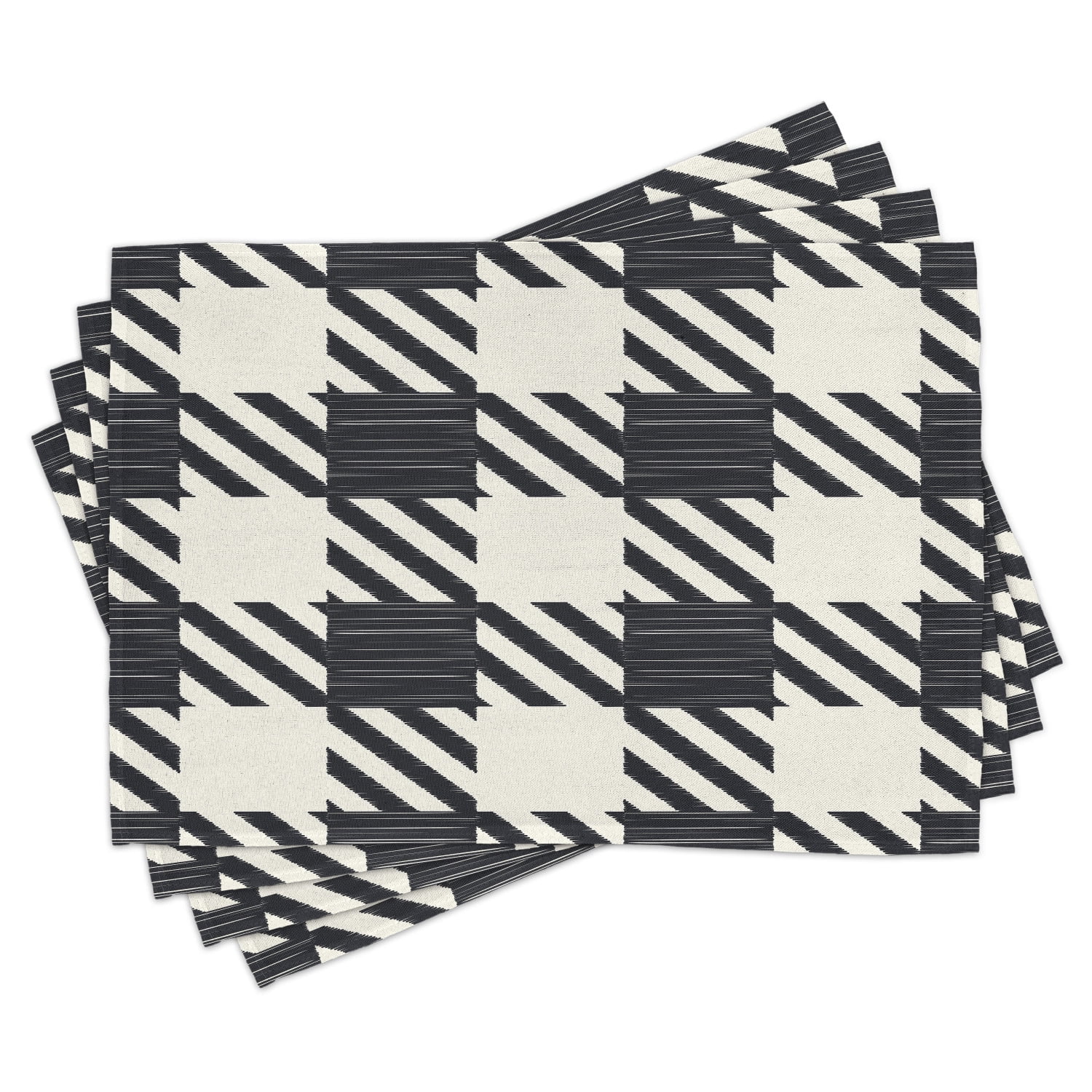 Ambesonne Checkered Place Mats Set of 4, Sketchy Diagonal Stripes ...