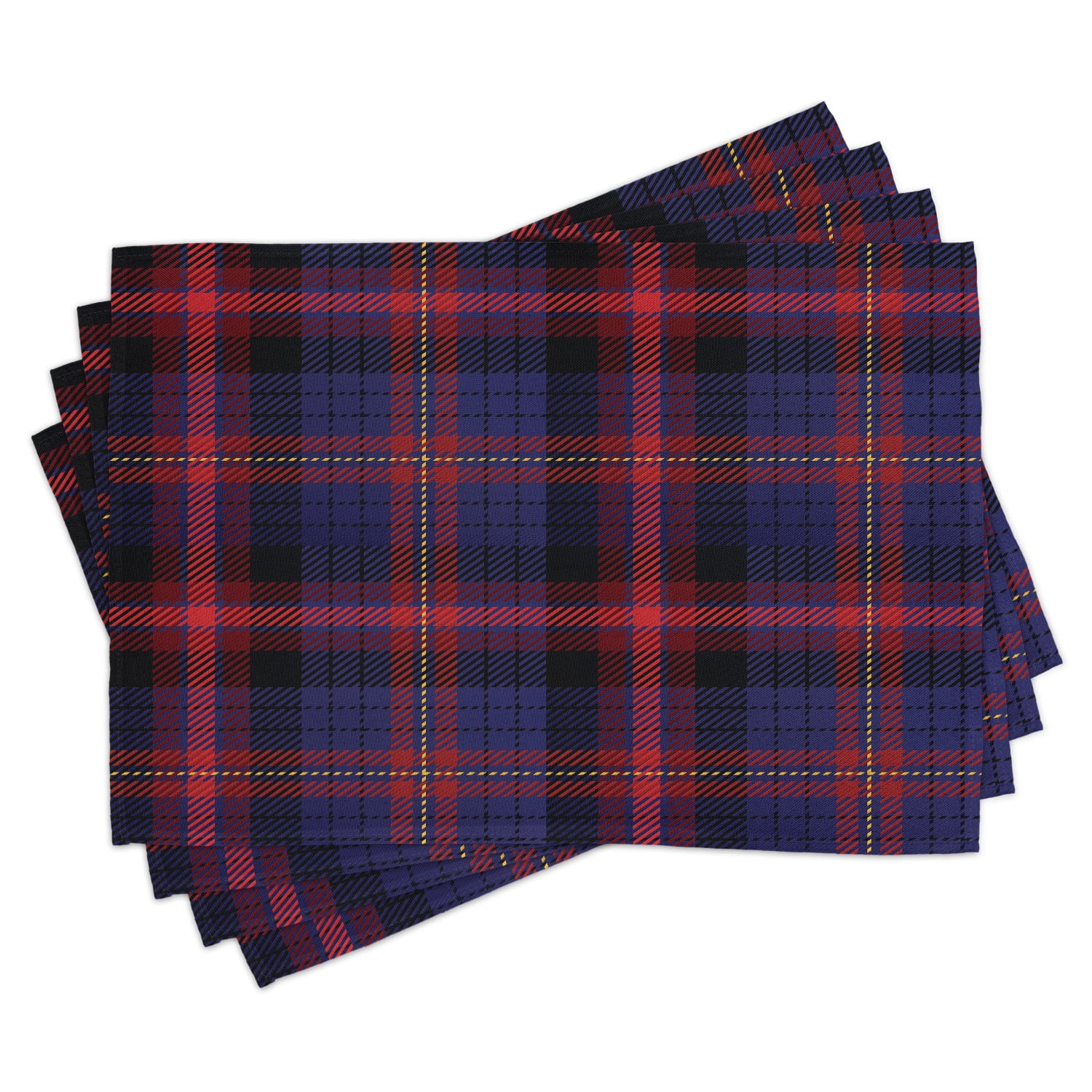 Ambesonne Checkered Place Mats Set of 4, Vibrant Folkloric, Standard ...