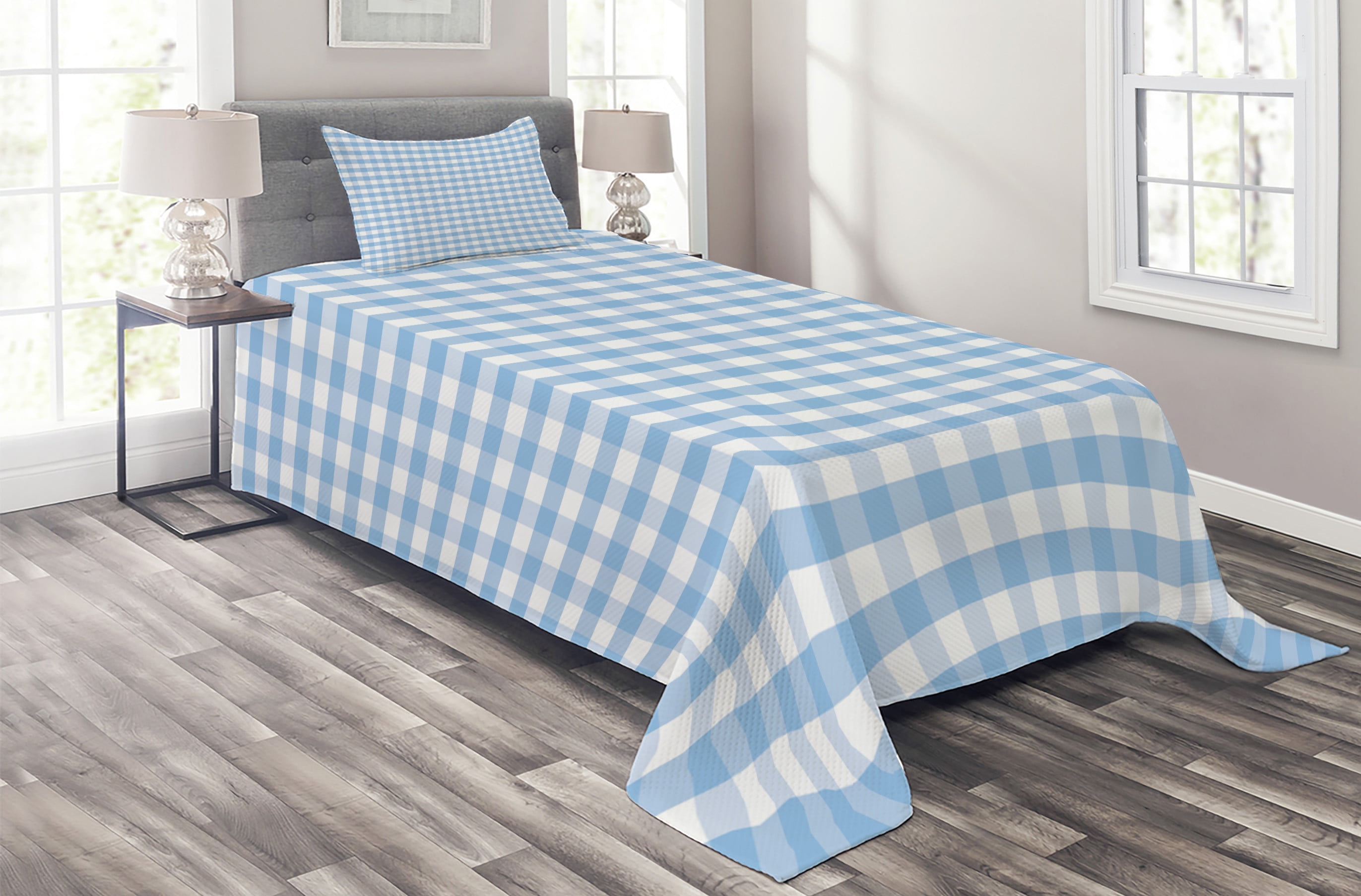 Ambesonne Checkered Quilted Coverlet 2 Pcs, Pastel Rows Vintage, Twin ...