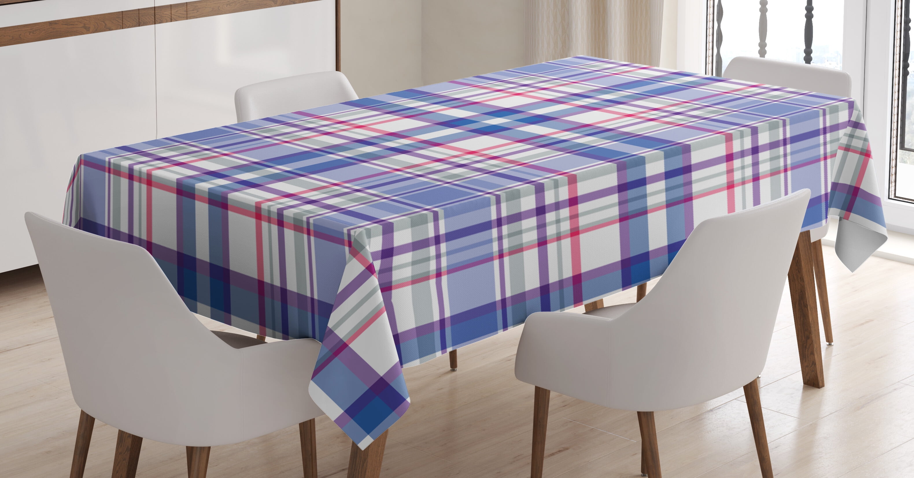 Ambesonne Checkered Tablecloth Rectangular Table Cover, Country Style ...