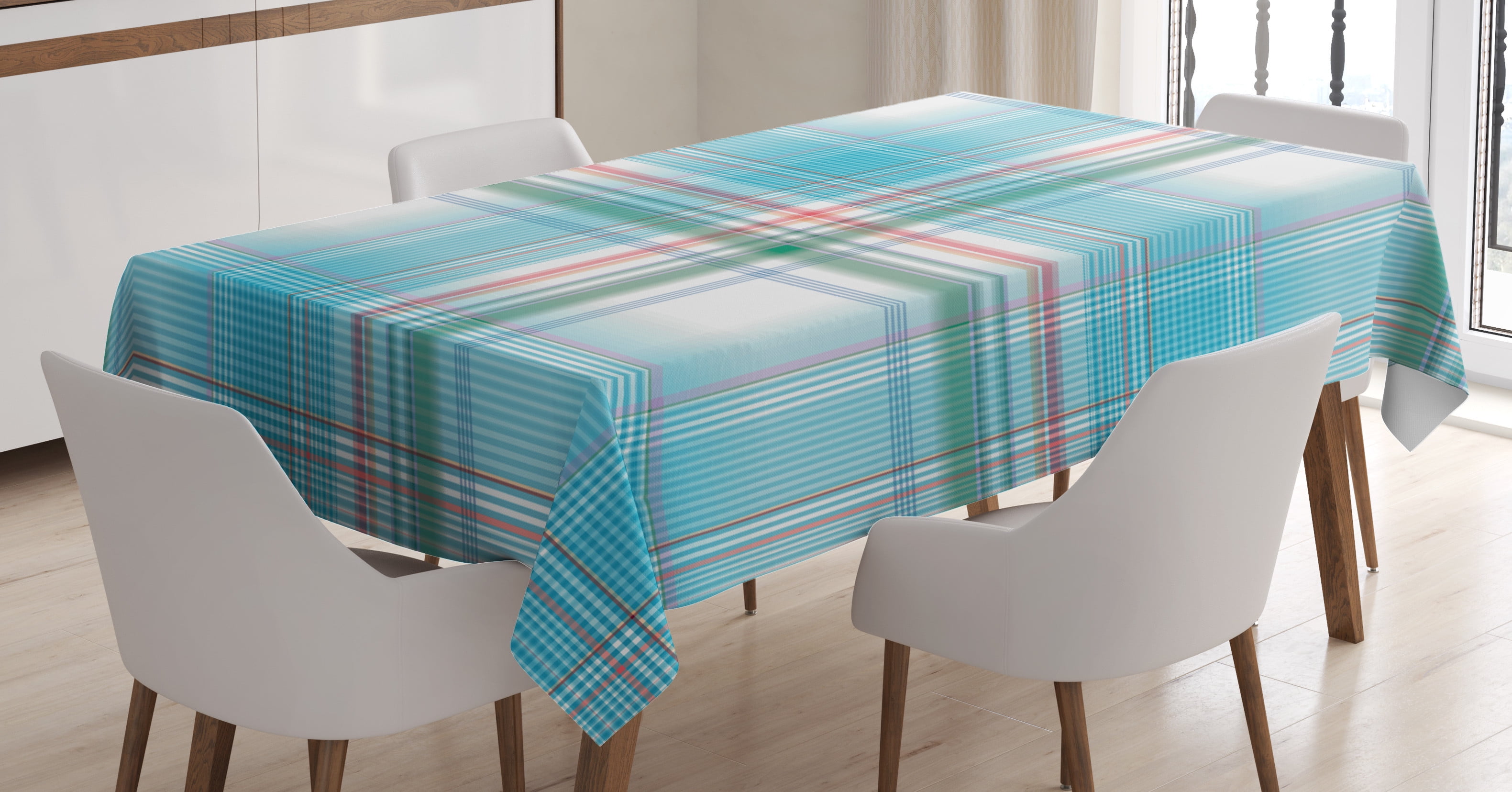 Ambesonne Checkered Tablecloth Rectangular Table Cover, Pastel Fresh ...