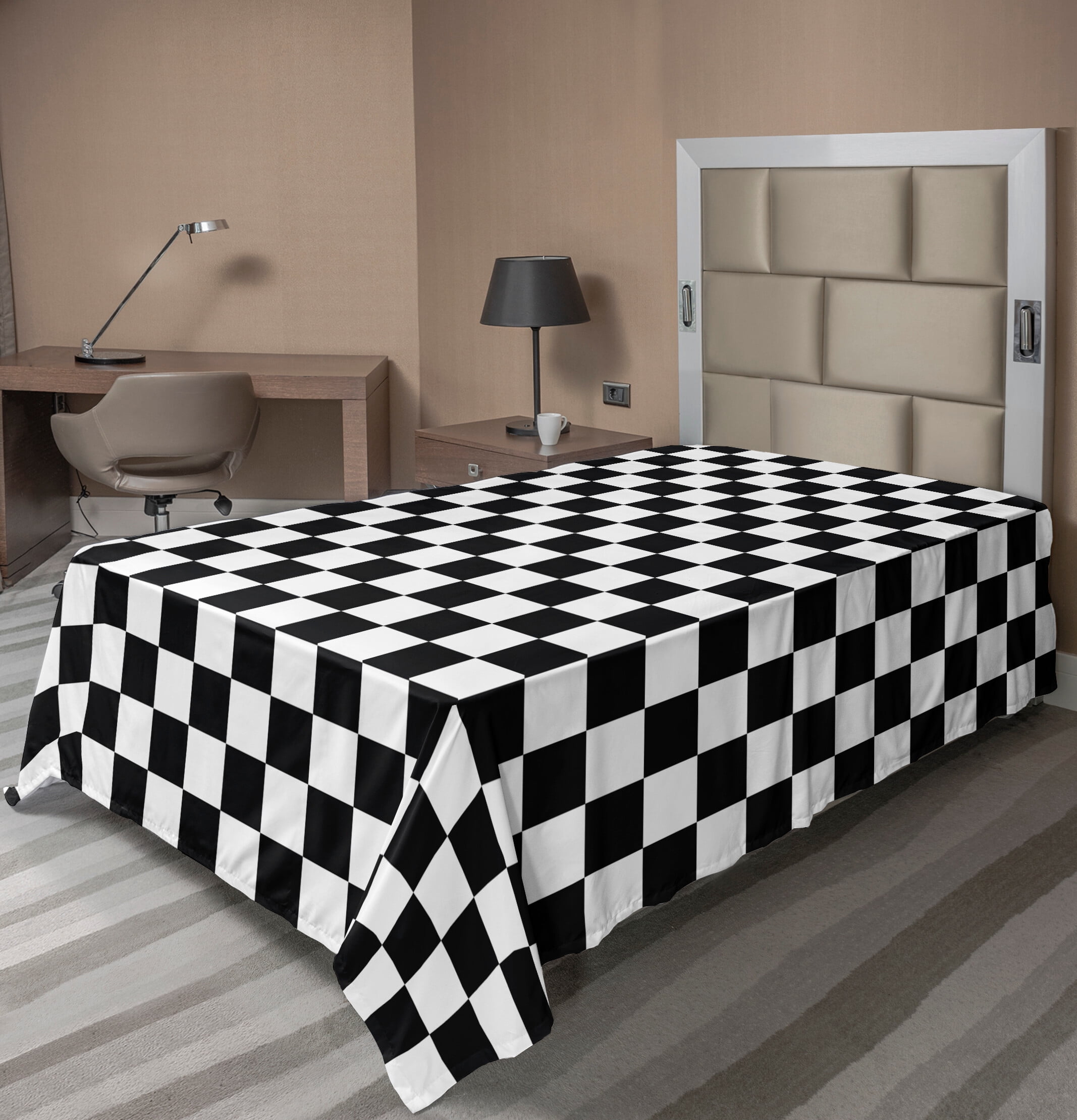 Ambesonne Checkers Game Flat Sheet, Classic Game Board, Twin Size ...