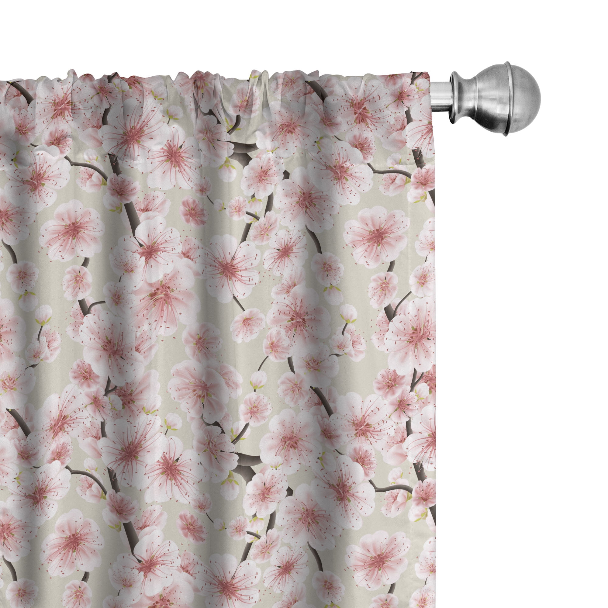 Ambesonne Cherry Blossom Curtains, Random Flourish, Pair of 28"x84 ...
