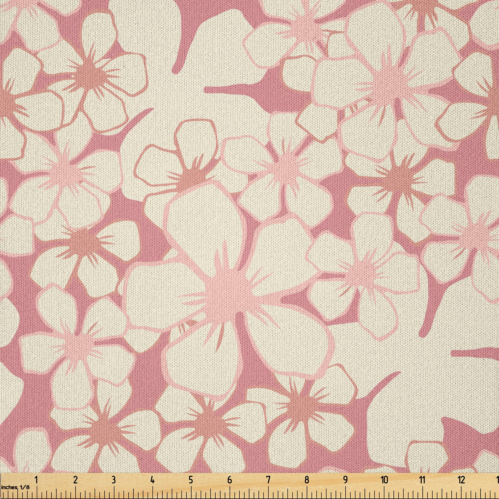 Ambesonne Cherry Blossom Fabric by the Yard Microfiber, Hitoe Sakura, 5 ...