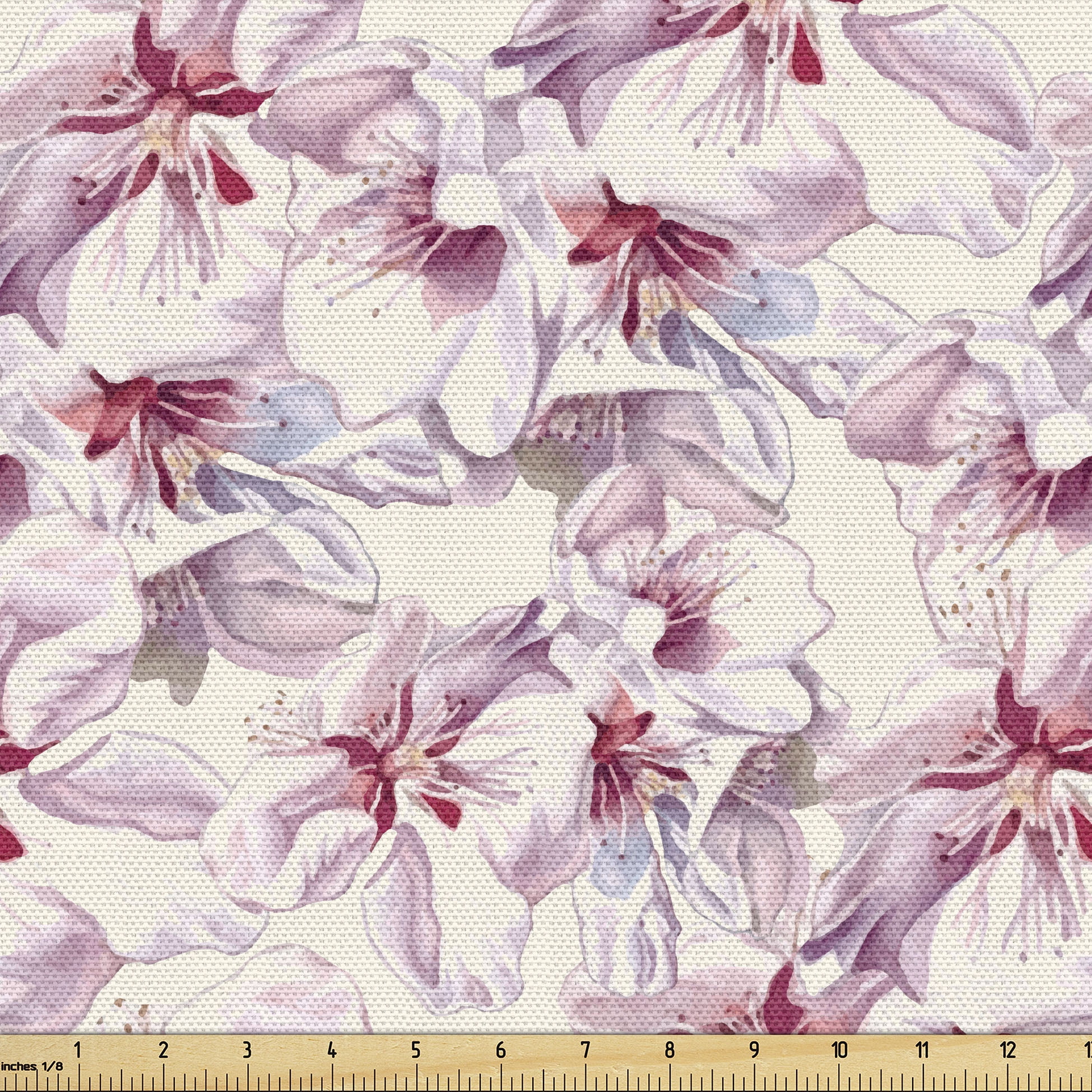 Ambesonne Cherry Blossom Fabric by the Yard Upholstery, Sakura Petals ...