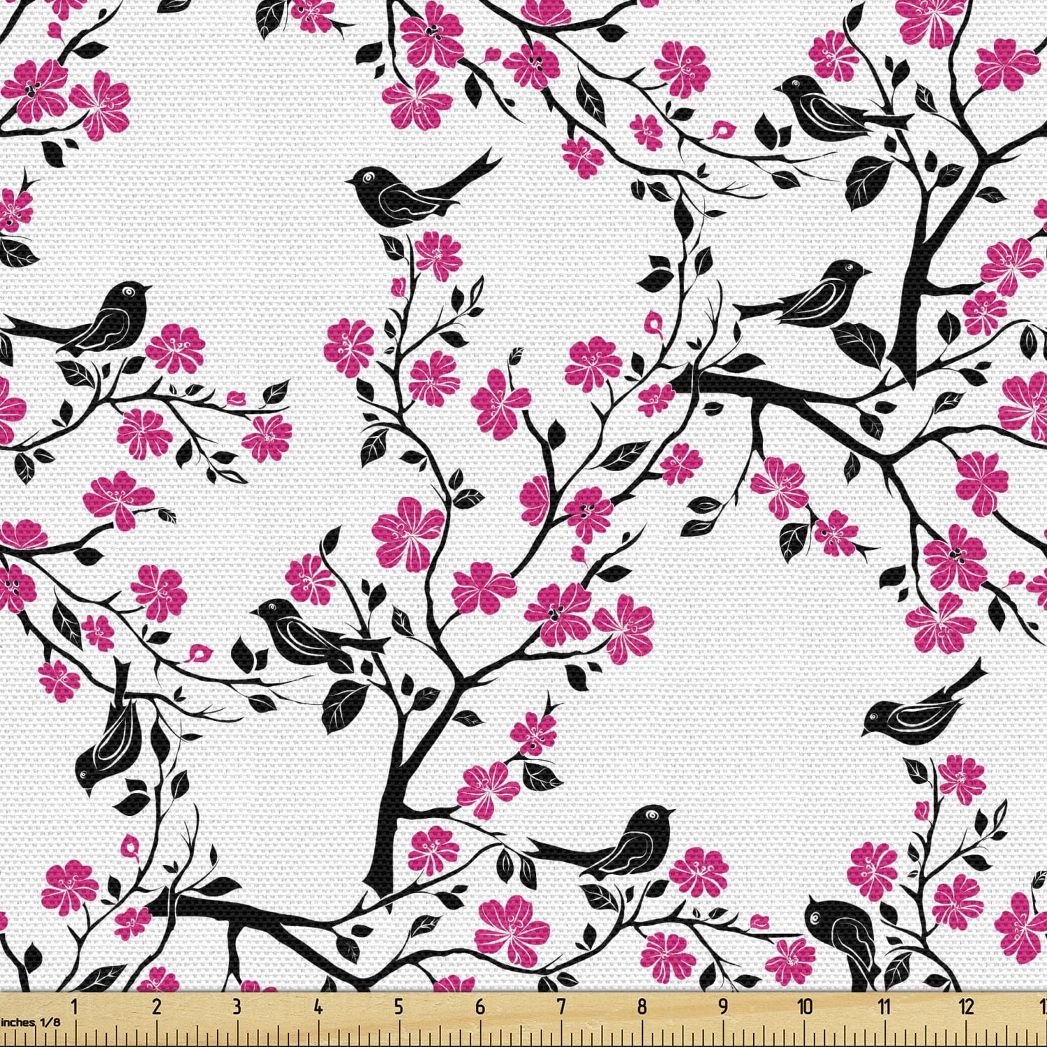 Ambesonne Cherry Blossom Fabric by the Yard Upholstery, Sakura Tree ...