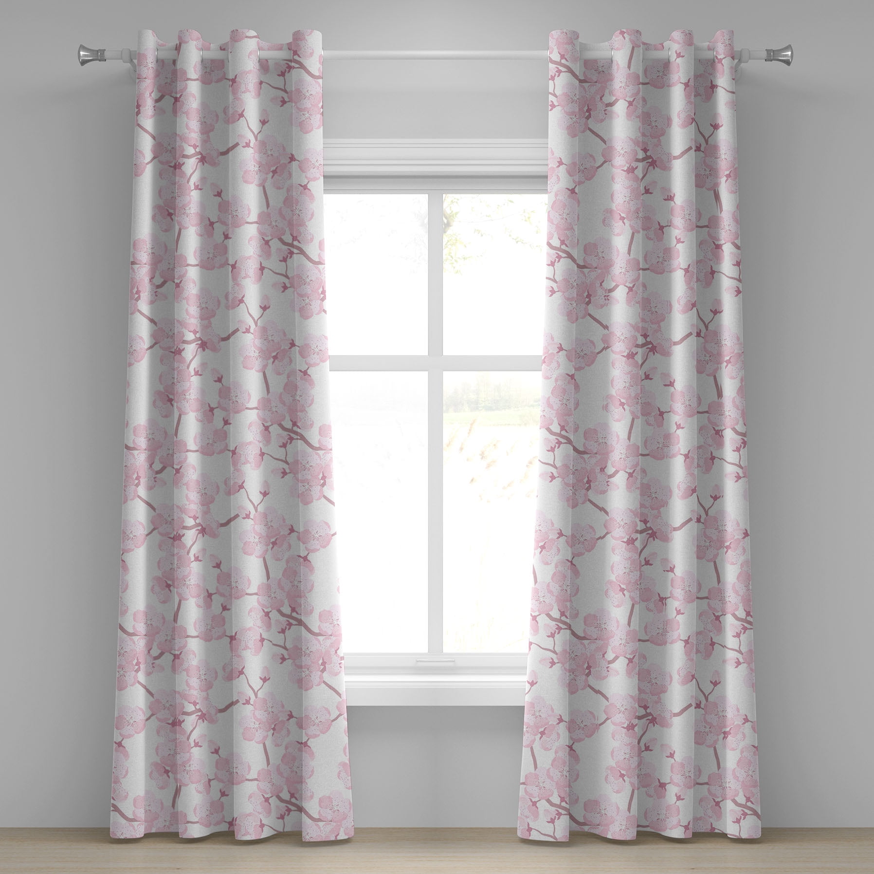 Ambesonne Cherry Blossom Grommet Curtain, Art Floral Japanese, 50"x72 ...
