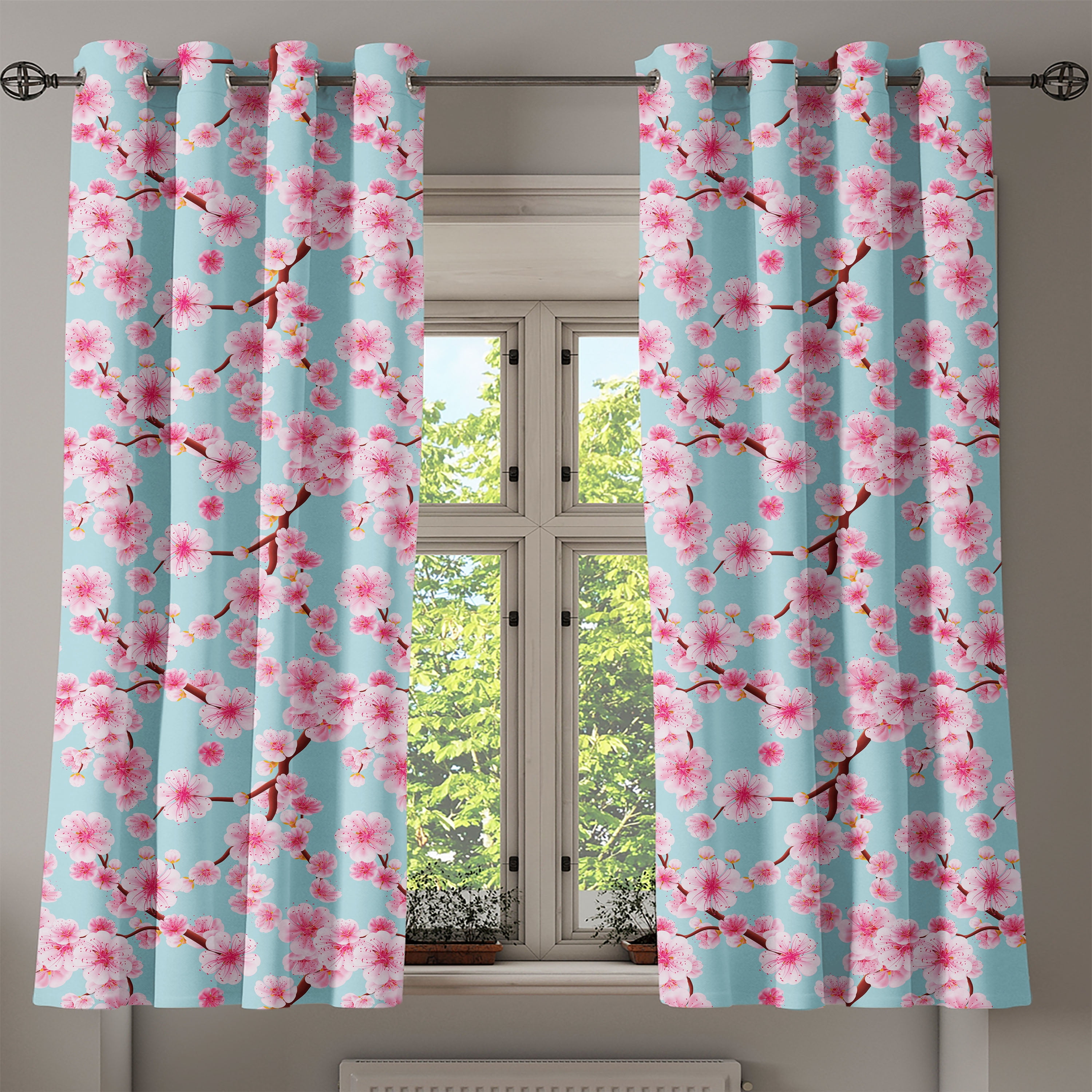Ambesonne Cherry Blossom Grommet Curtain, Inspirational Garden, 50" x ...
