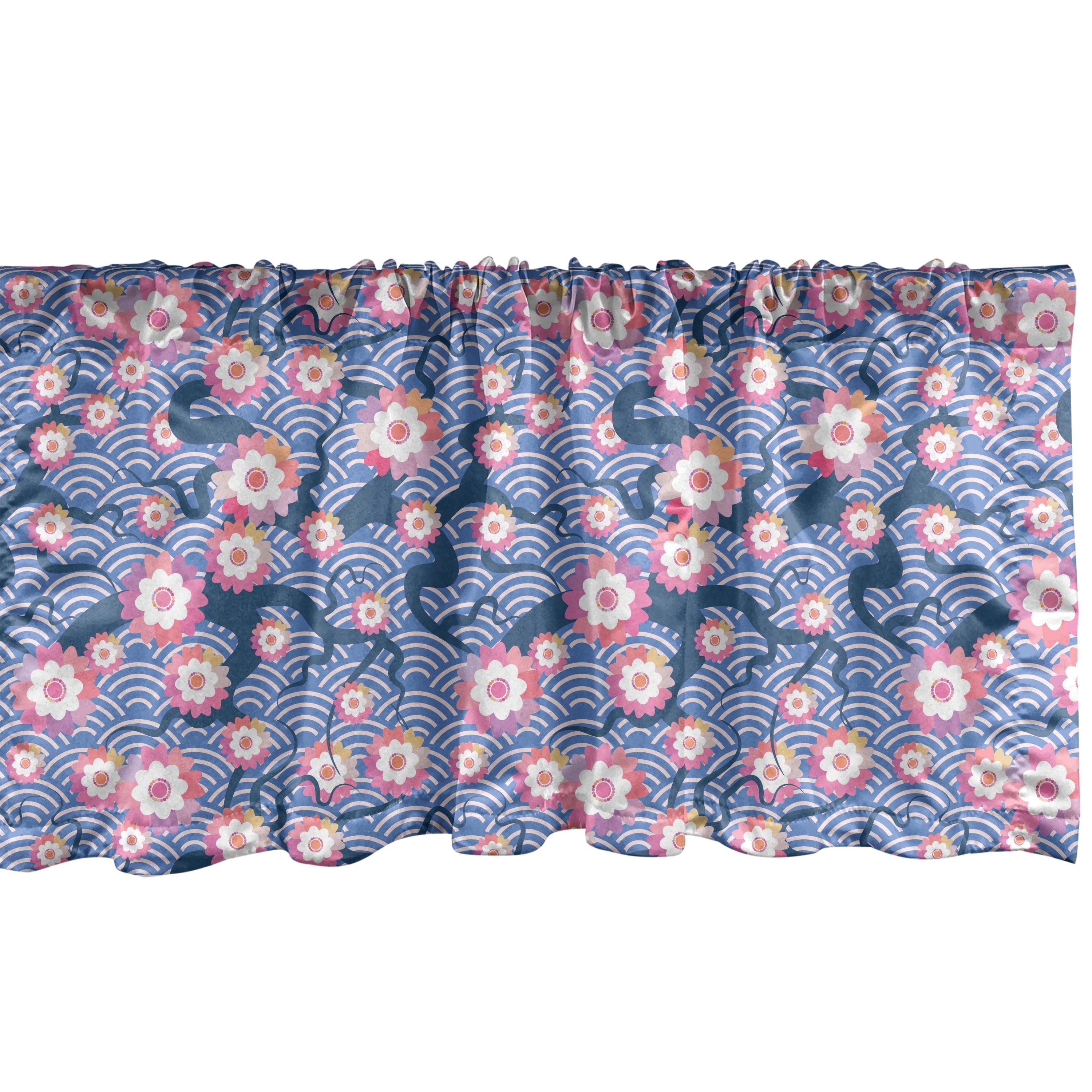 Ambesonne Cherry Blossom Valance Pack of 2, Art Deco Scale, 42"X12 ...