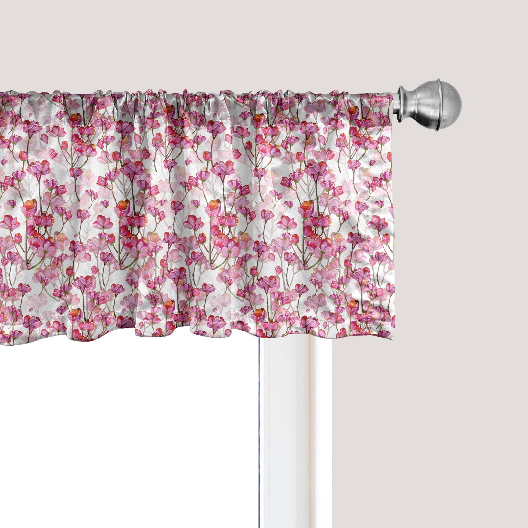 Ambesonne Cherry Blossom Window Valance, Bubbly Petals, 54" X 12", Pink ...