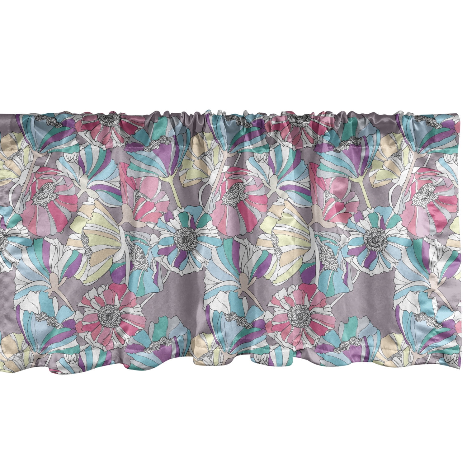 Ambesonne Cherry Blossom Window Valance, Floral Design of Repeating ...