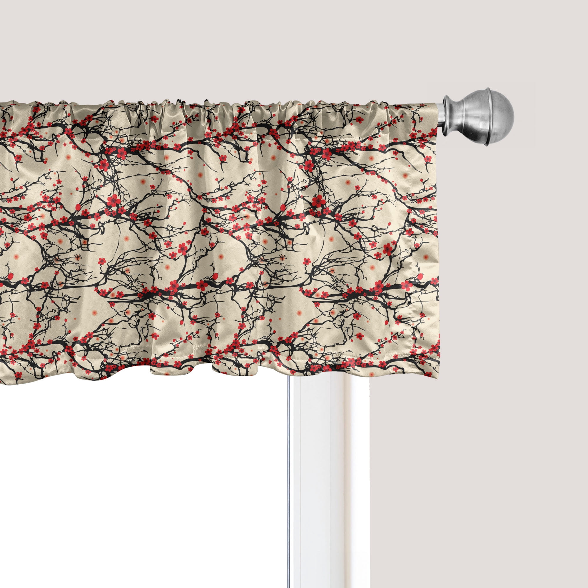 Ambesonne Cherry Blossom Window Valance, Red Flowers Tree, 54" X 12 ...