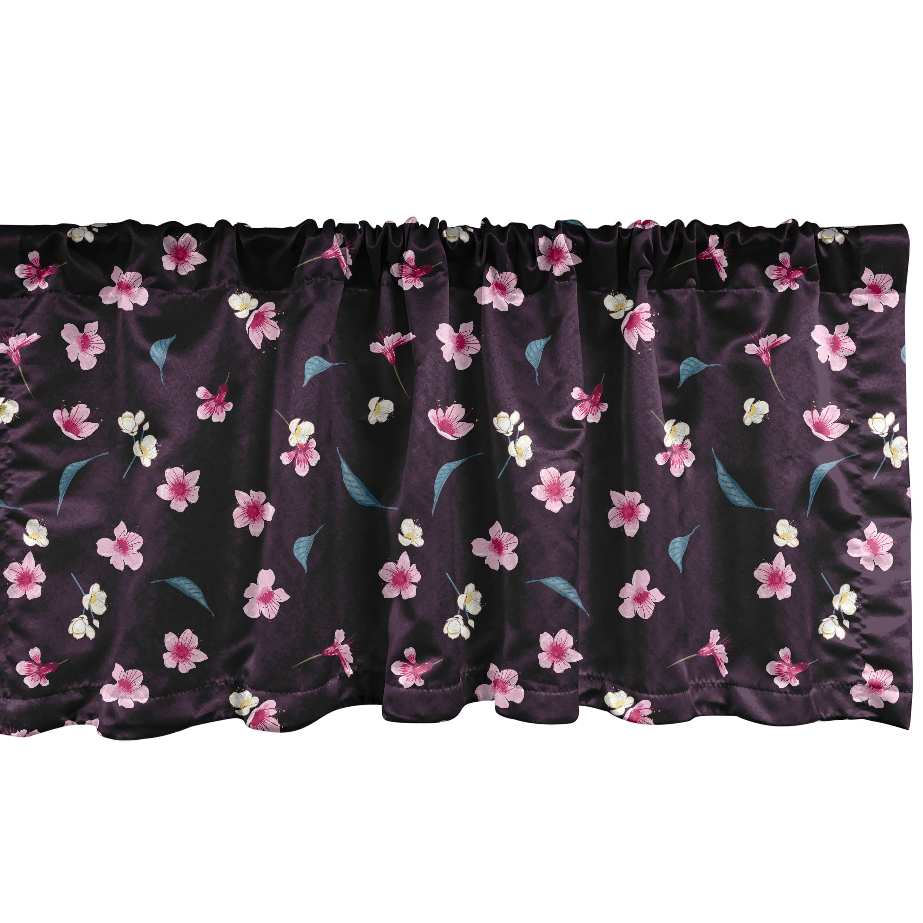 Ambesonne Cherry Blossom Window Valance, Yozakura Pattern, 54" X 18 ...