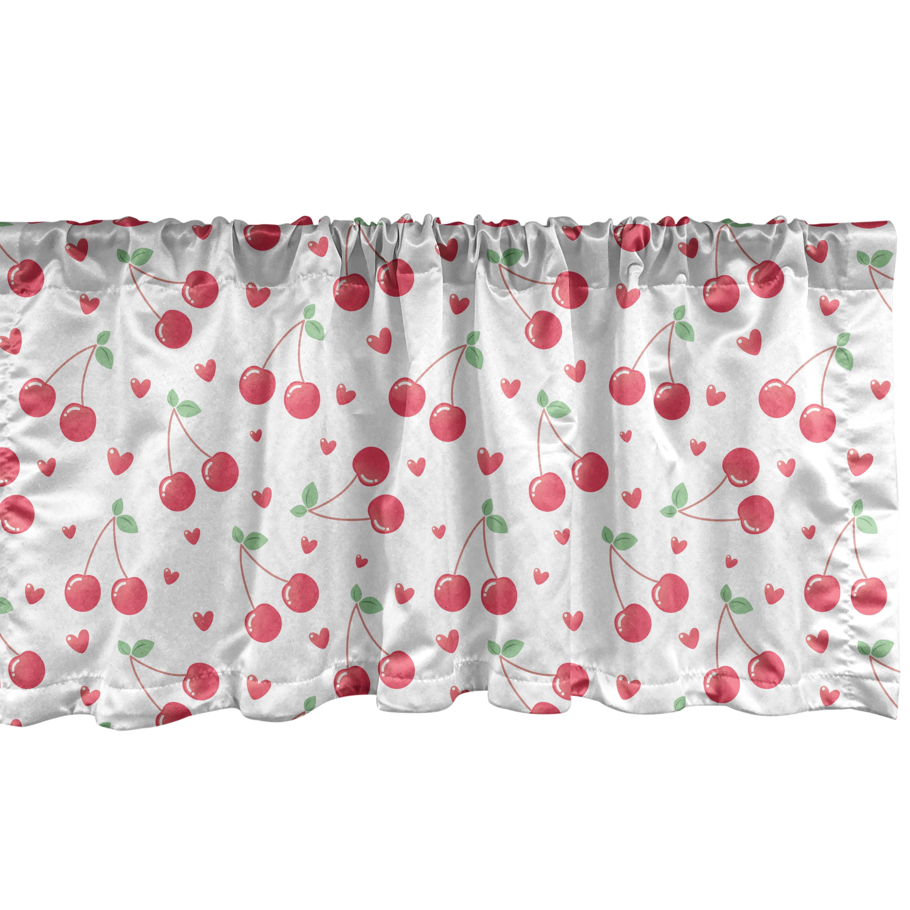 Ambesonne Cherry Window Valance, Summer Fruit and Hearts, 54" X 18 ...