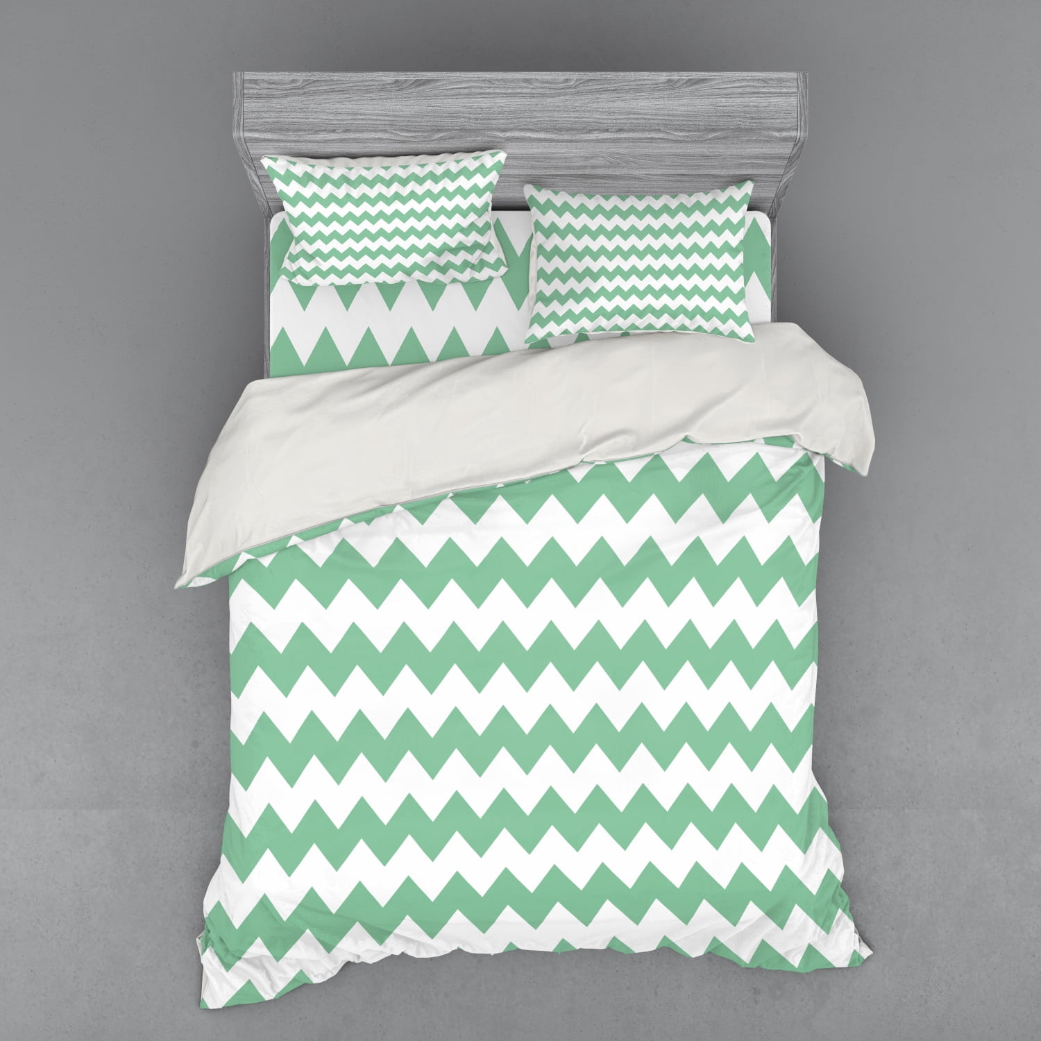 Ambesonne Chevron Bedding Set 4 Pcs, Zigzag Twisty Modern, Queen, White ...