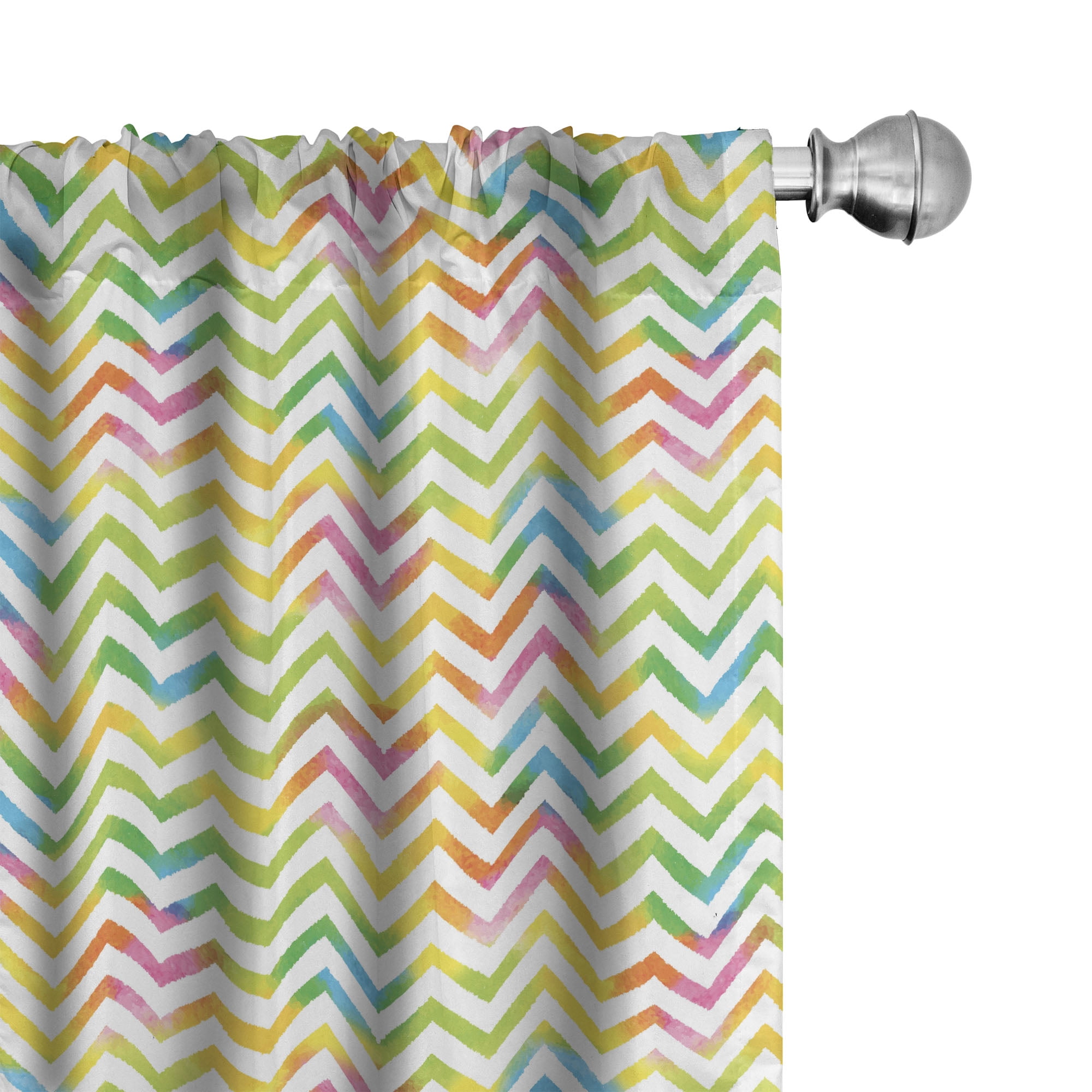 Ambesonne Chevron Curtains, Colorful Geometrical, Pair of 28"x95 ...