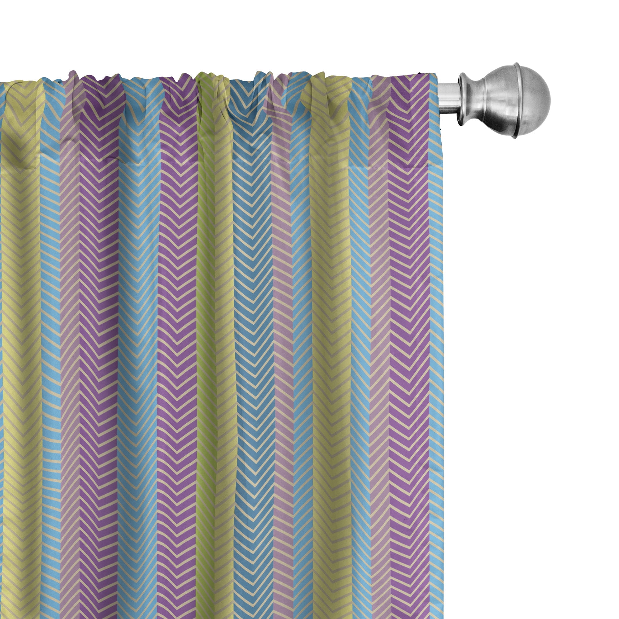 Ambesonne Chevron Curtains, Colorful Zigzag Lines, Pair of 28"x95 ...