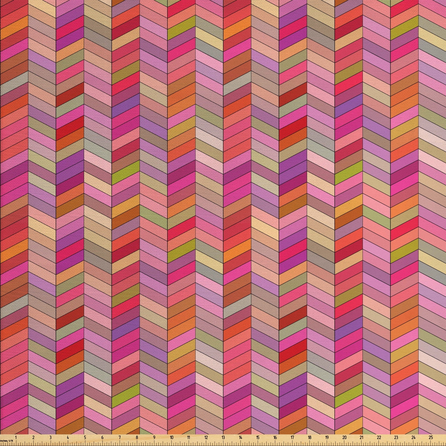 Ambesonne Chevron Fabric by the Yard Upholstery, Angled Rectangle ...
