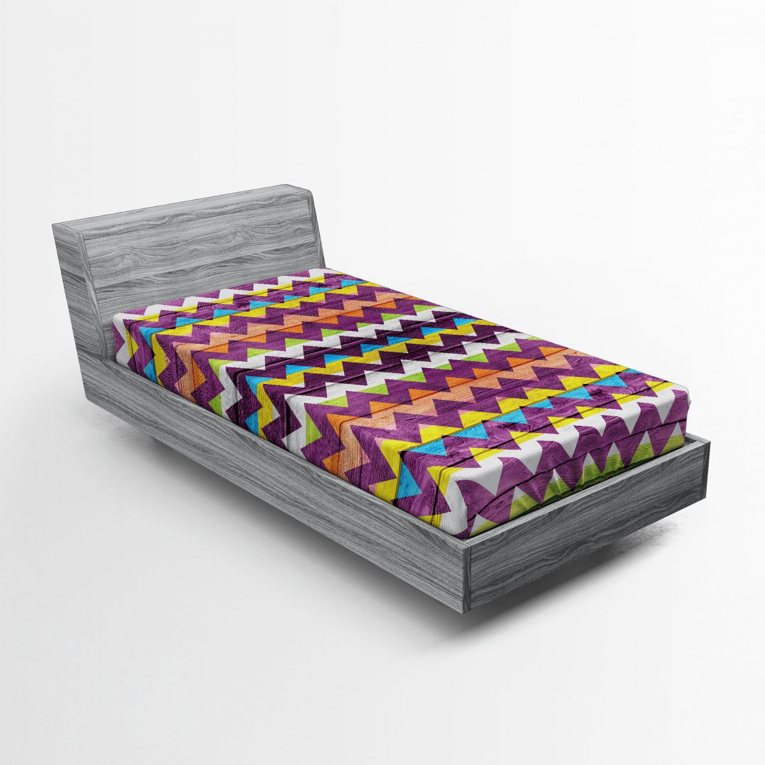 Ambesonne Chevron Fitted Sheet, Wood Texture Geometric, Twin Size ...