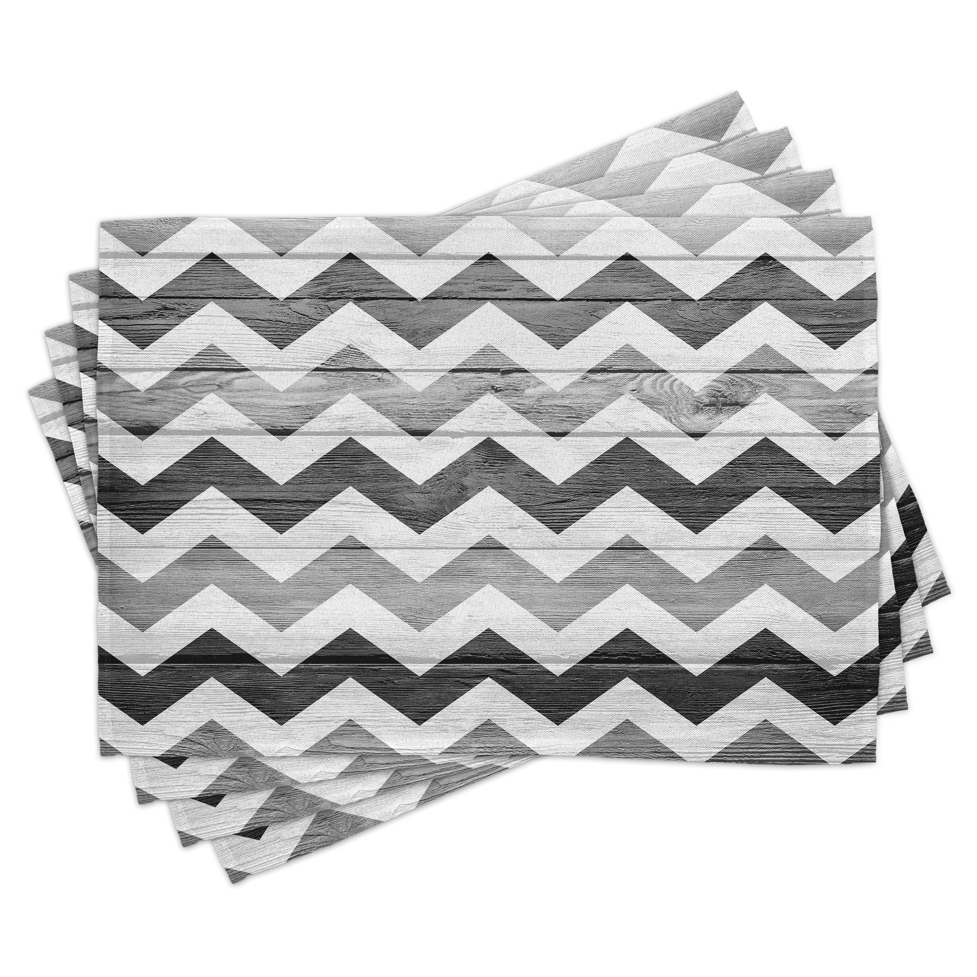 Ambesonne Chevron Place Mats Set of 4, Wood Texture Pattern, Standard ...
