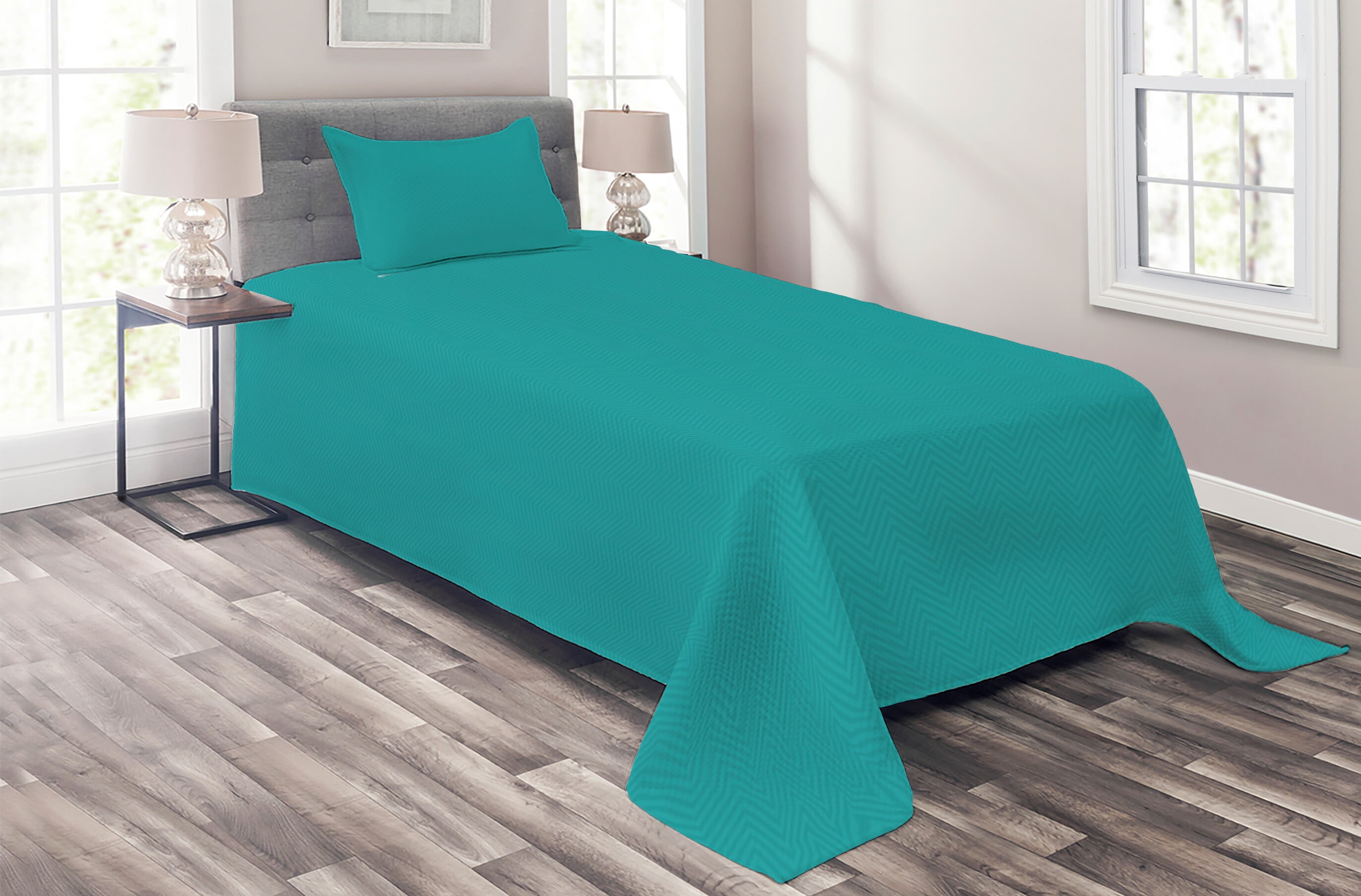 Ambesonne Chevron Quilted Coverlet 2 Pcs, Neutral Modern Zigzags Art ...