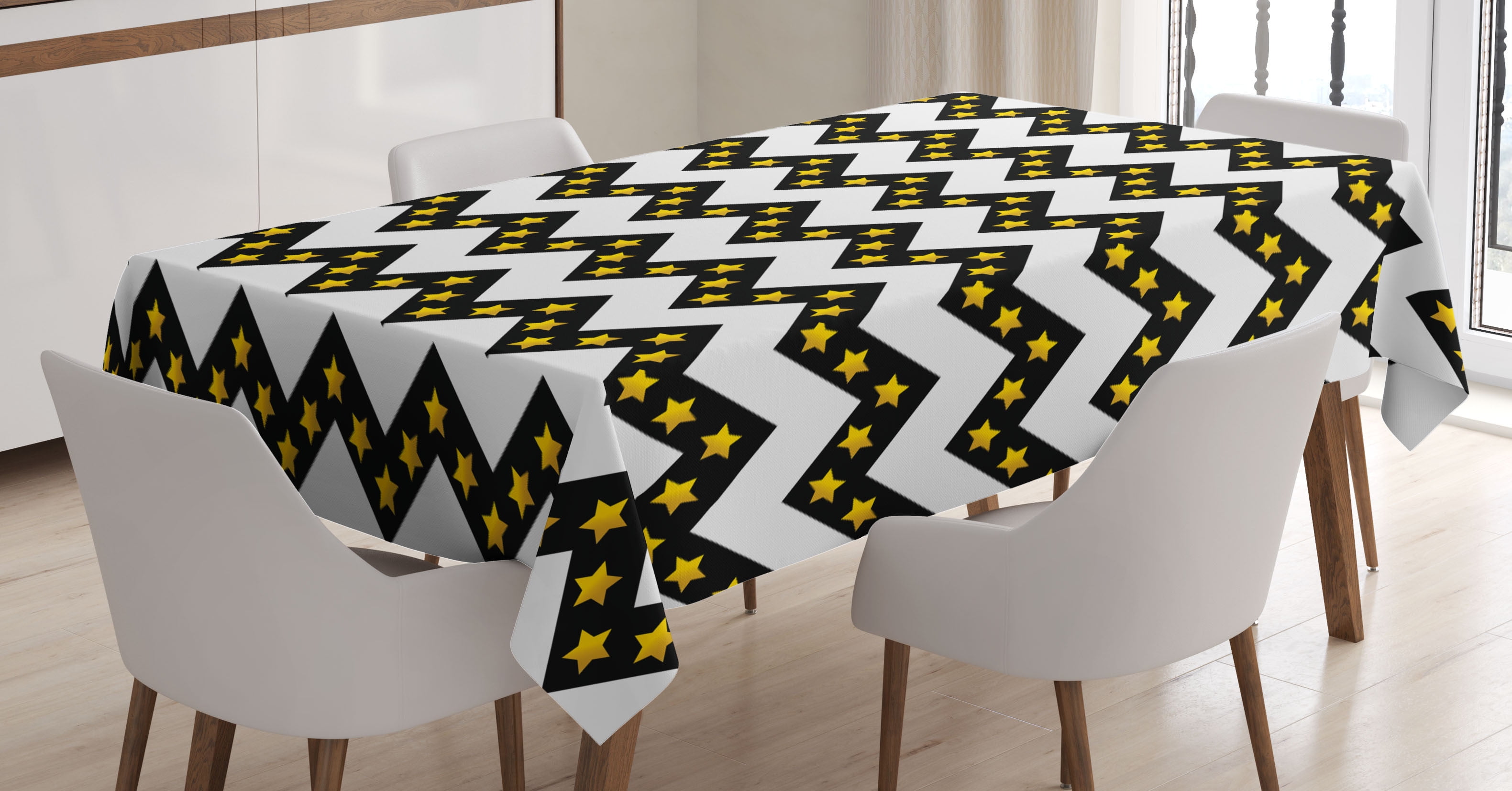 Ambesonne Chevron Tablecloth Rectangular Table Cover, Parallel Striped ...