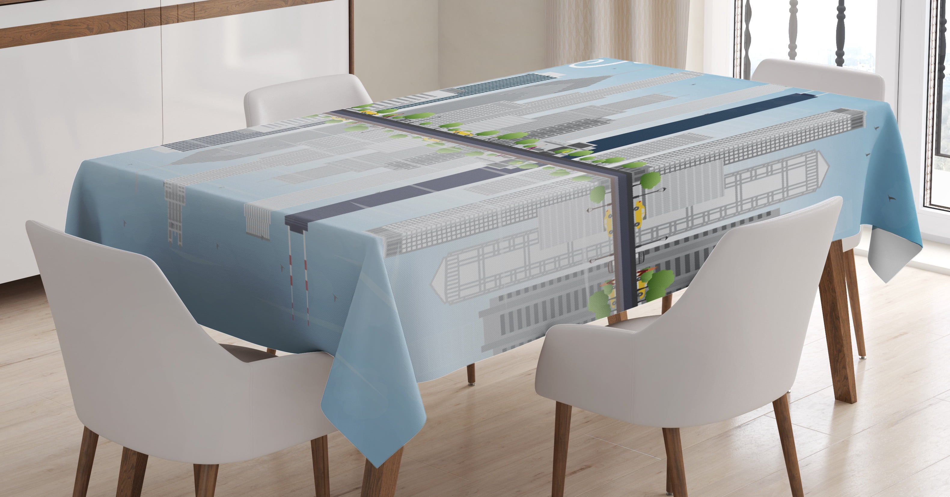 Ambesonne Chicago Tablecloth Rectangular Table Cover, Skyscrapers ...