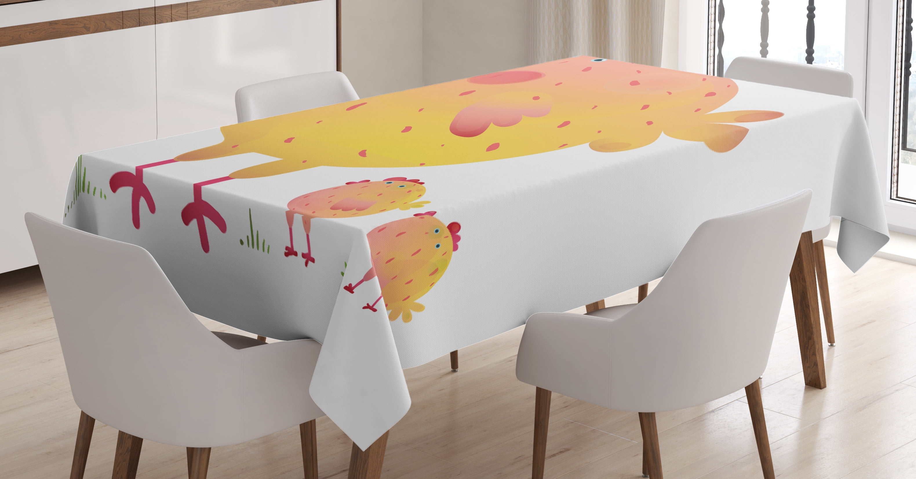 Ambesonne Chicken Tablecloth Rectangular Table Cover, Mother Hen and ...