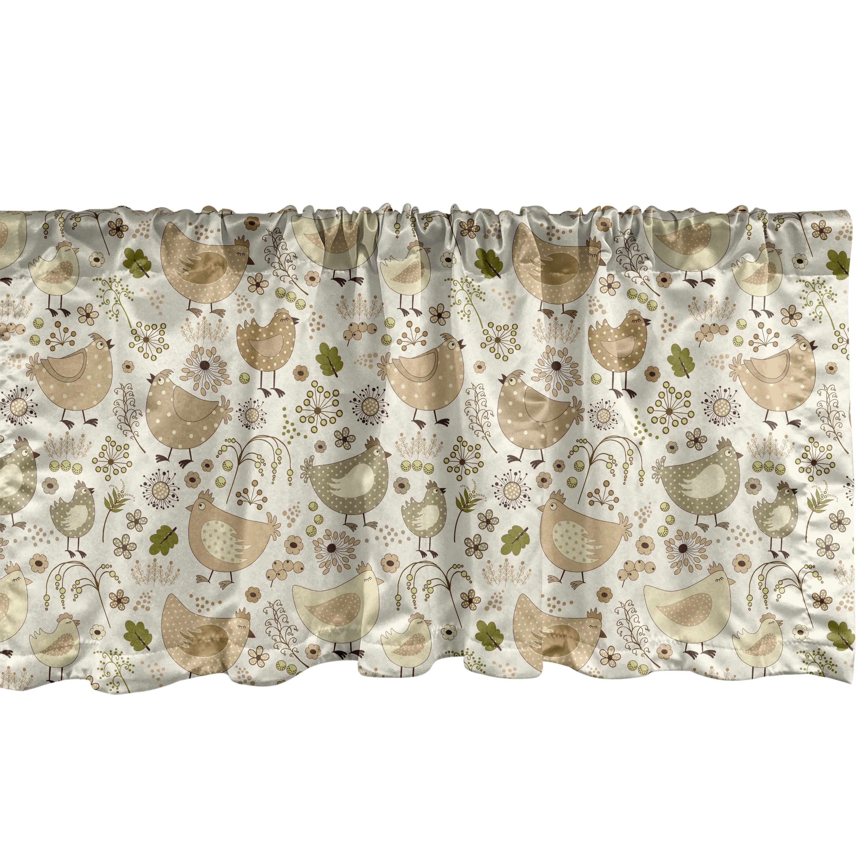 Ambesonne Chicken Window Valance, Chunky Farm Animals Flowers, 54" X 12 ...