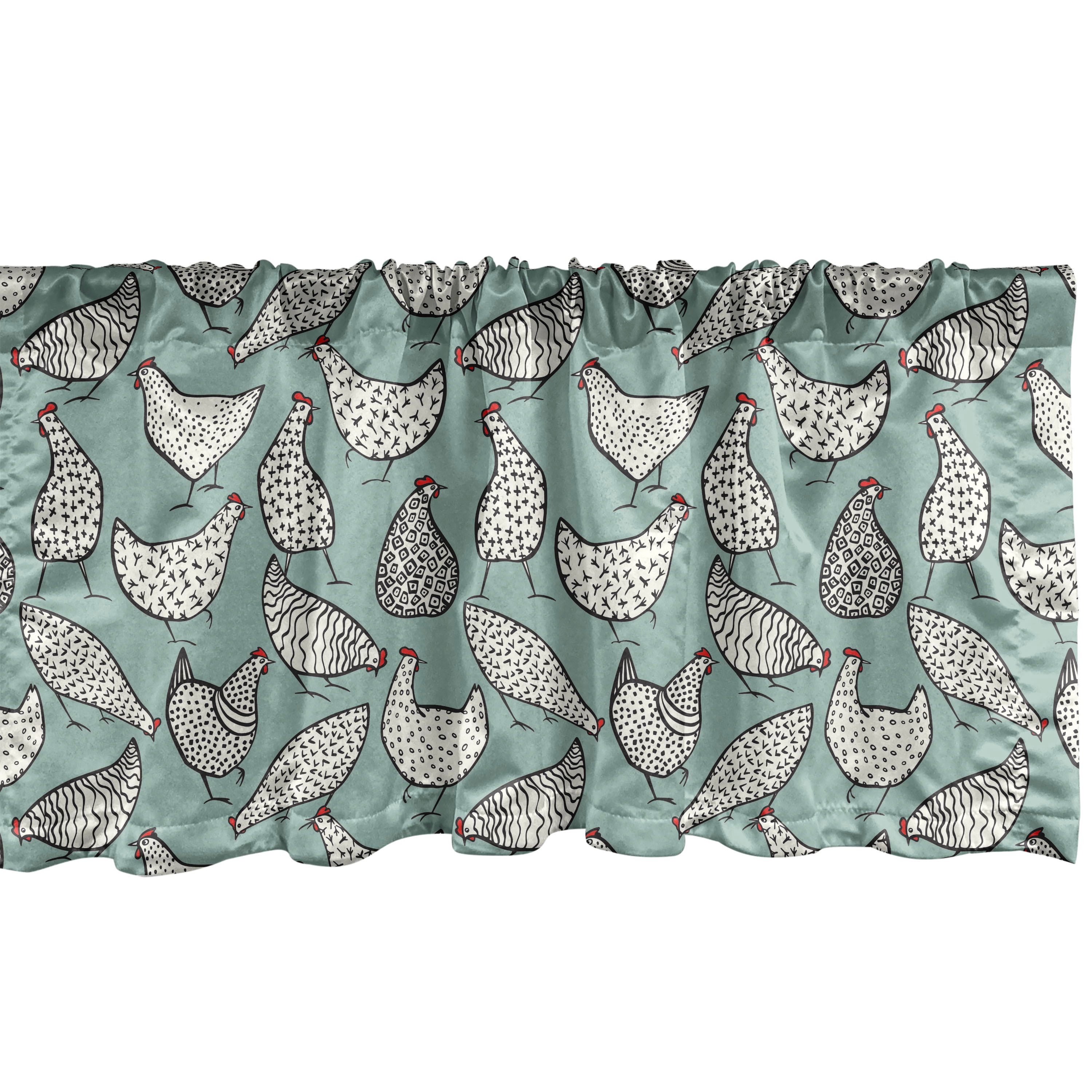 Ambesonne Chicken Window Valance, Poultry Polka Dots Animal, 54" X 12 ...