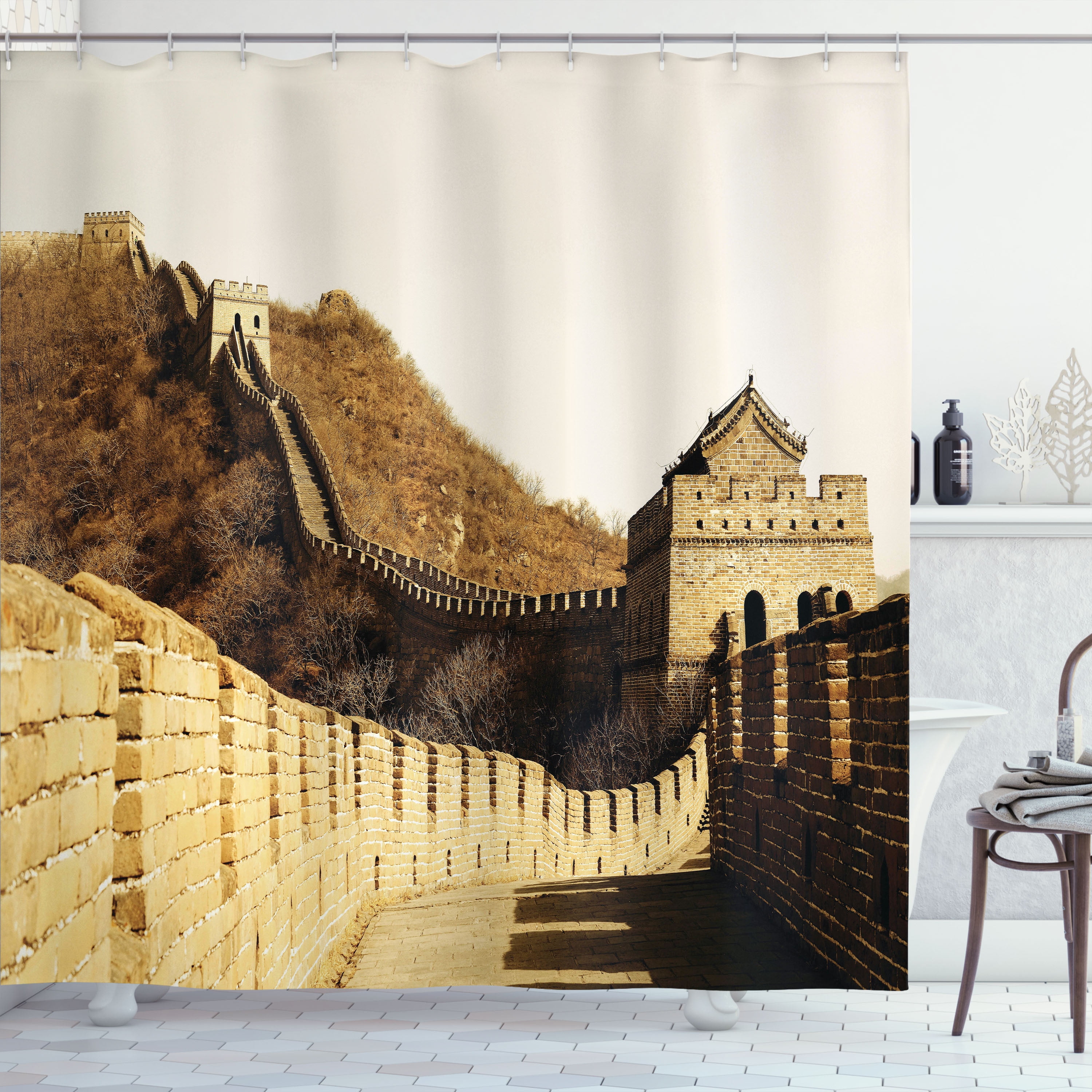 Ambesonne China Shower Curtain, Stones Mountain, 69"Wx75"L, Sepia ...