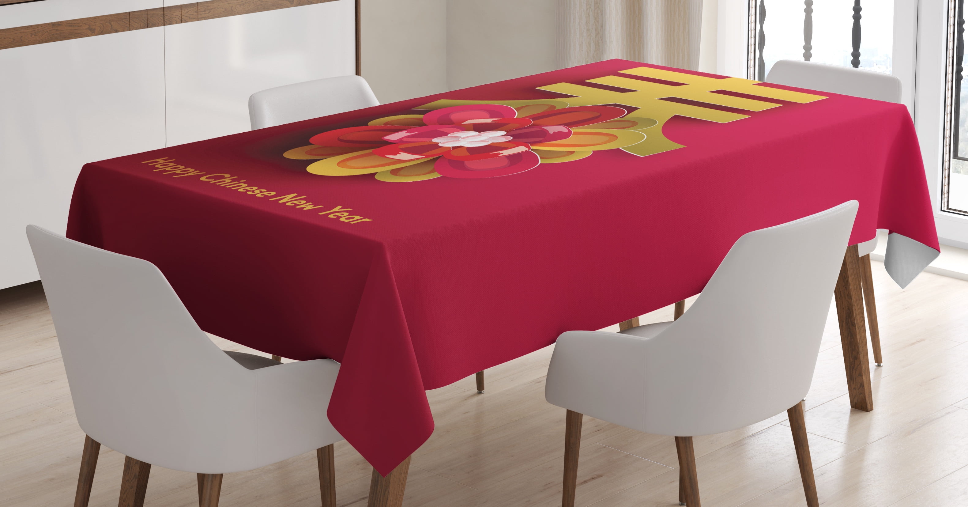 Ambesonne Chinese New Year Tablecloth Rectangular Table Cover, Lunar ...