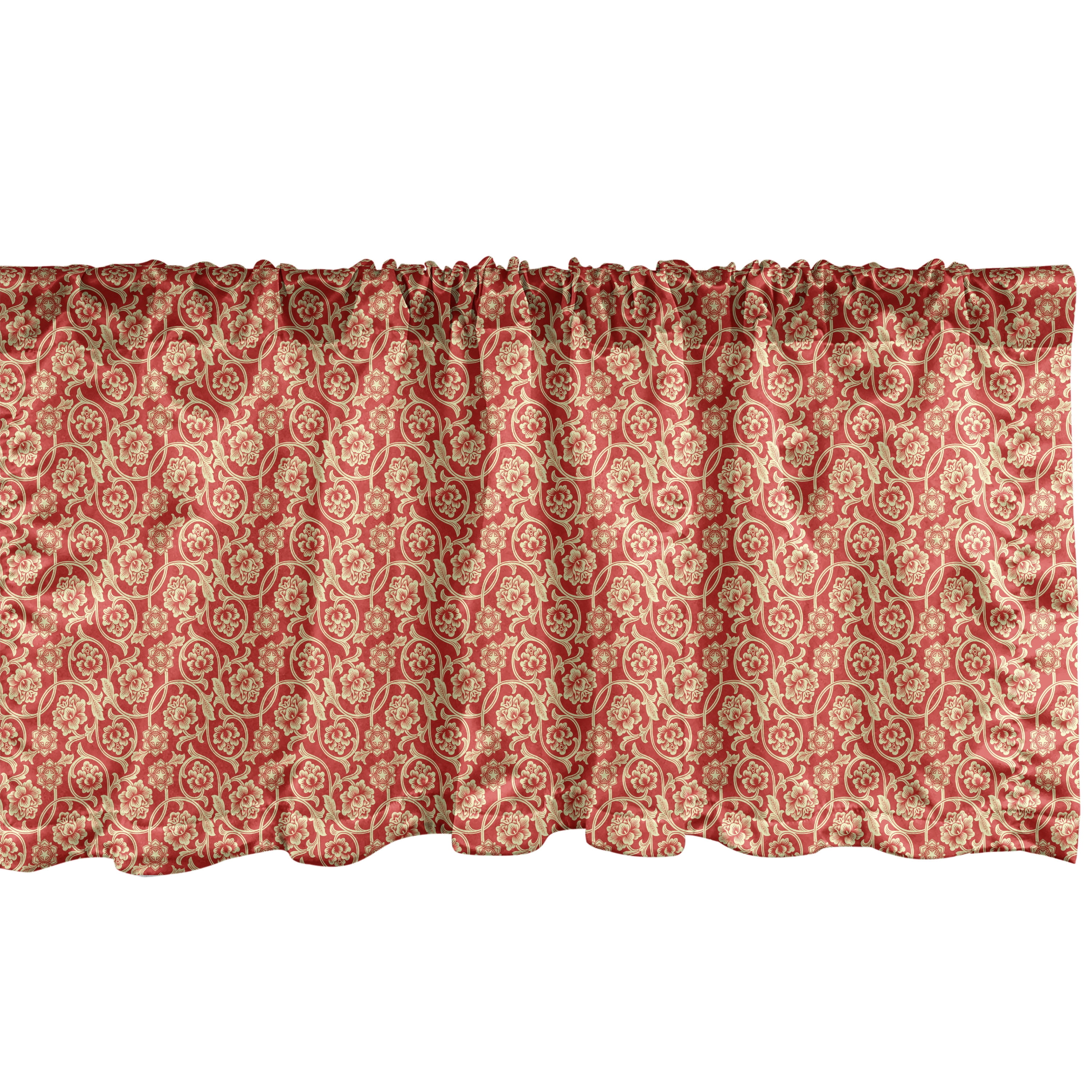 Ambesonne Chinese Window Valance, Oriental Blossoms with Tangled Curly ...