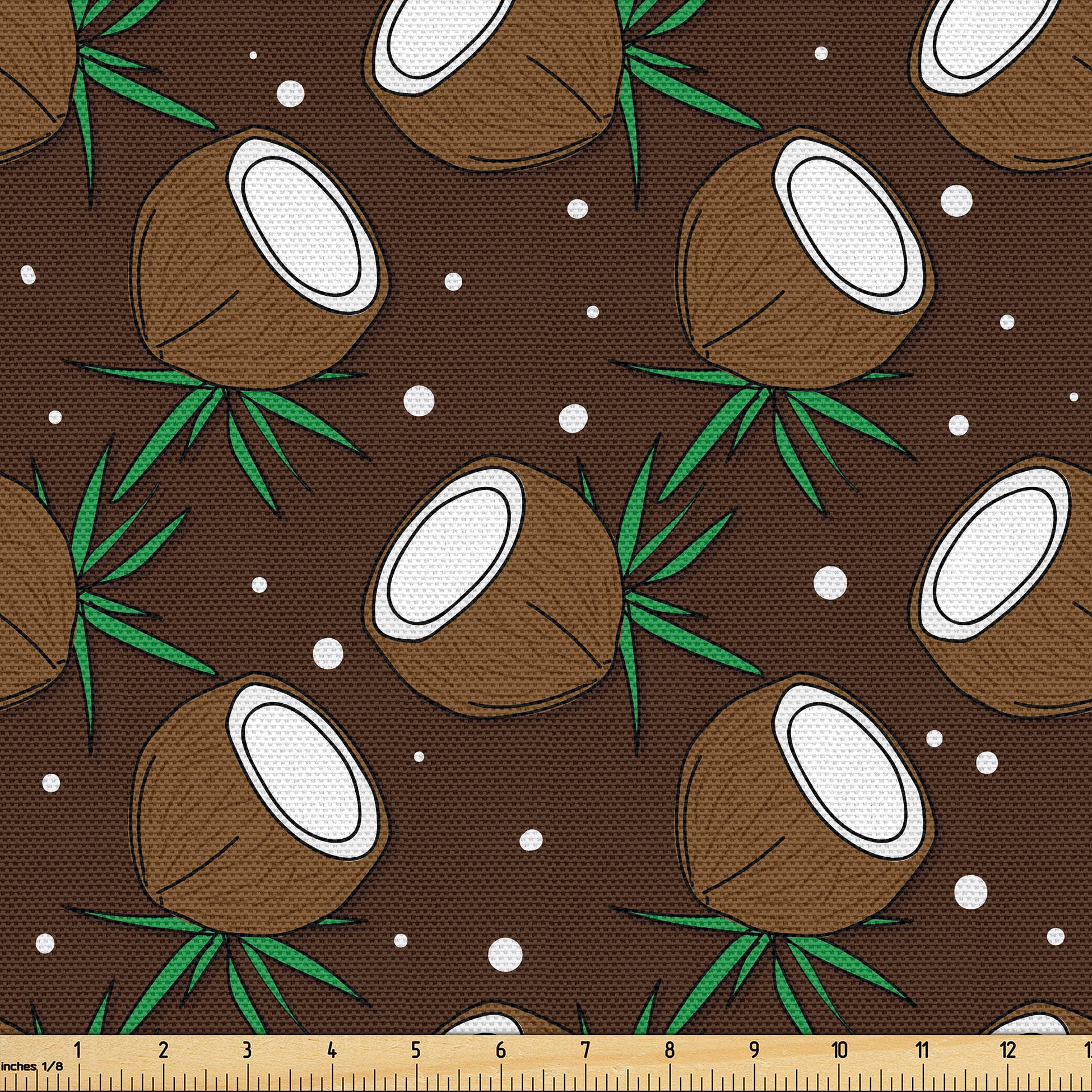 Ambesonne Chocolate Brown Fabric by the Yard Upholstery, Halved Coconut Dots, 5 Yards, Chocolate ...