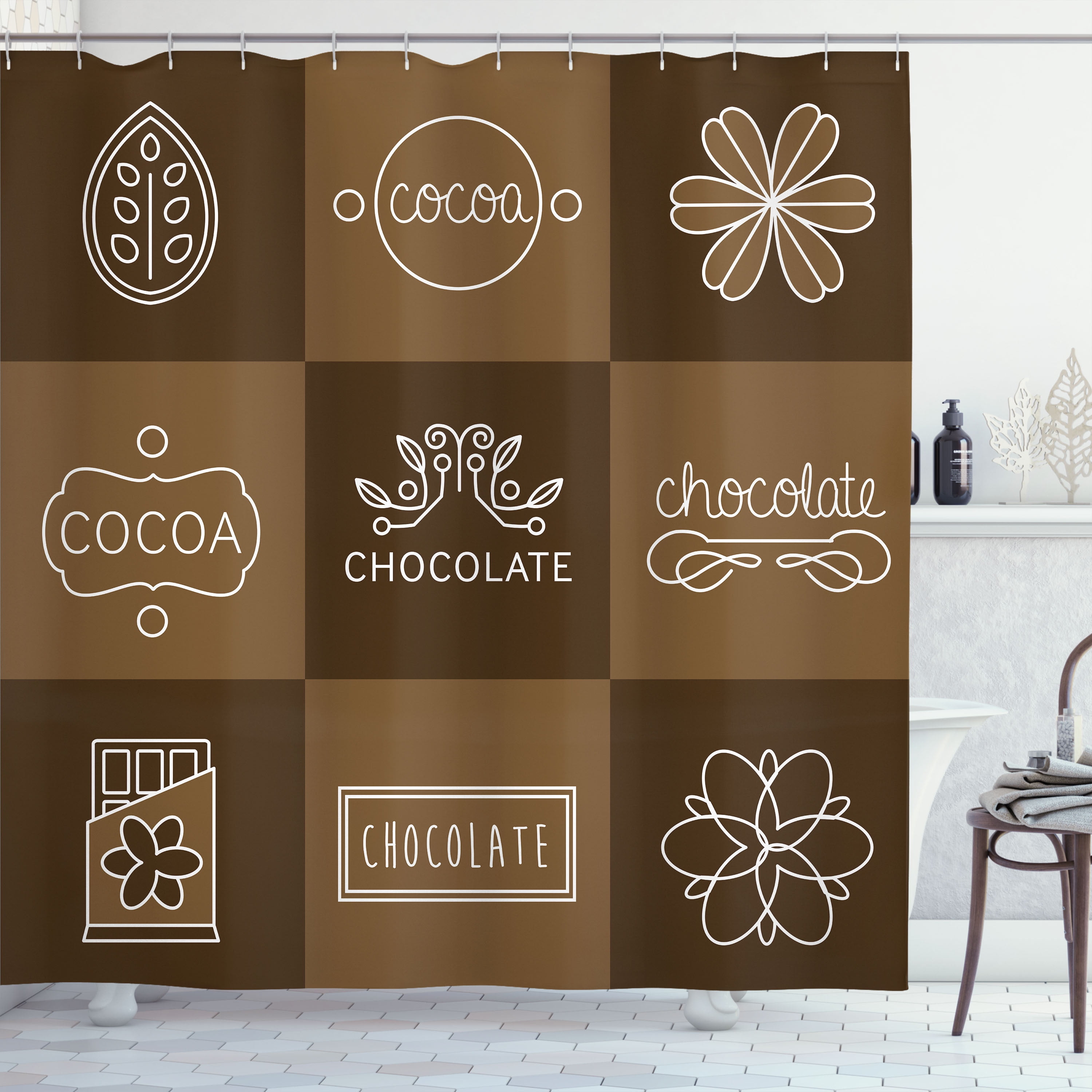 Ambesonne Chocolate Shower Curtain, Cocoa Chocolate, 69"Wx84"L, Cocoa ...
