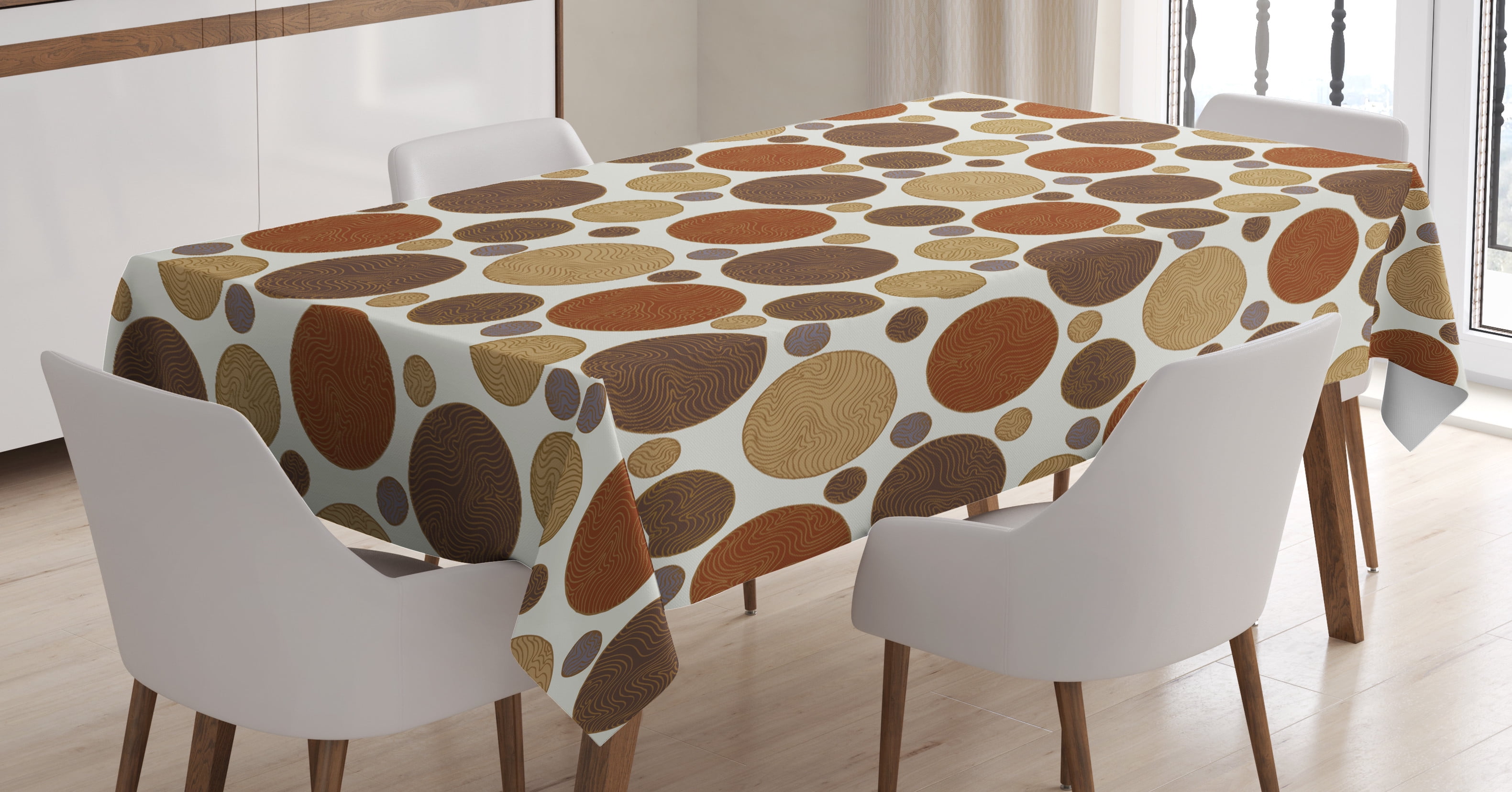 Ambesonne Chocolate Tablecloth Rectangular Table Cover, Vintage Lines ...