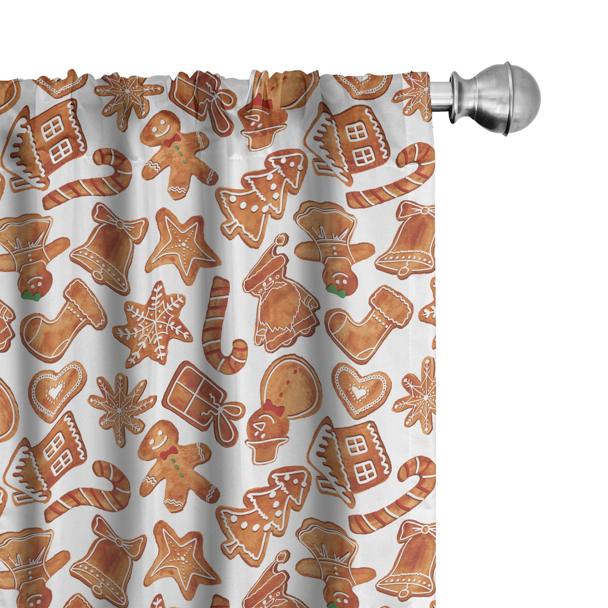 Ambesonne Christmas Curtains, Gingerbread Cookie, Pair of 28"x63", Pale ...