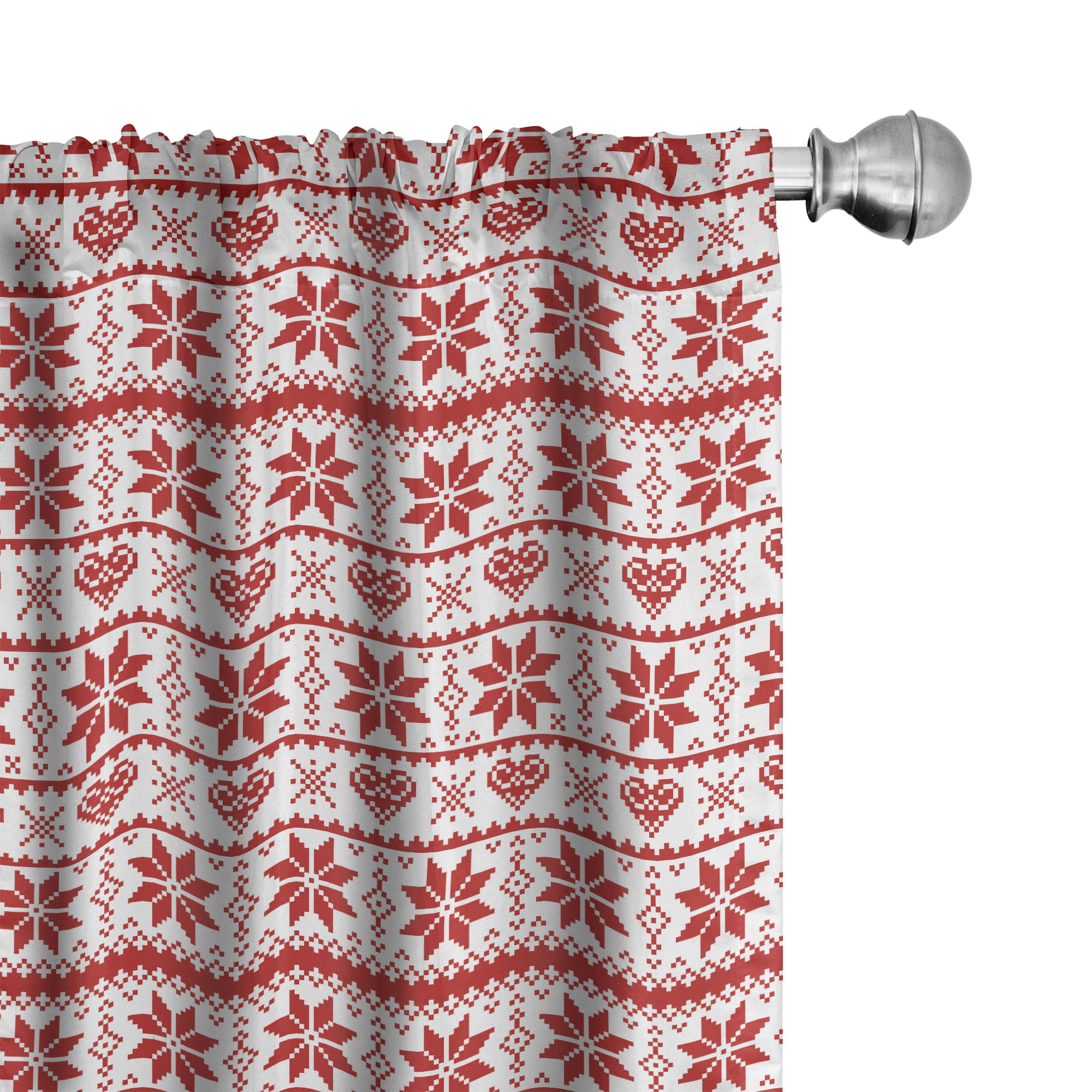 Ambesonne Christmas Curtains, Nordic Borders, Pair of 28"x95", Orange ...