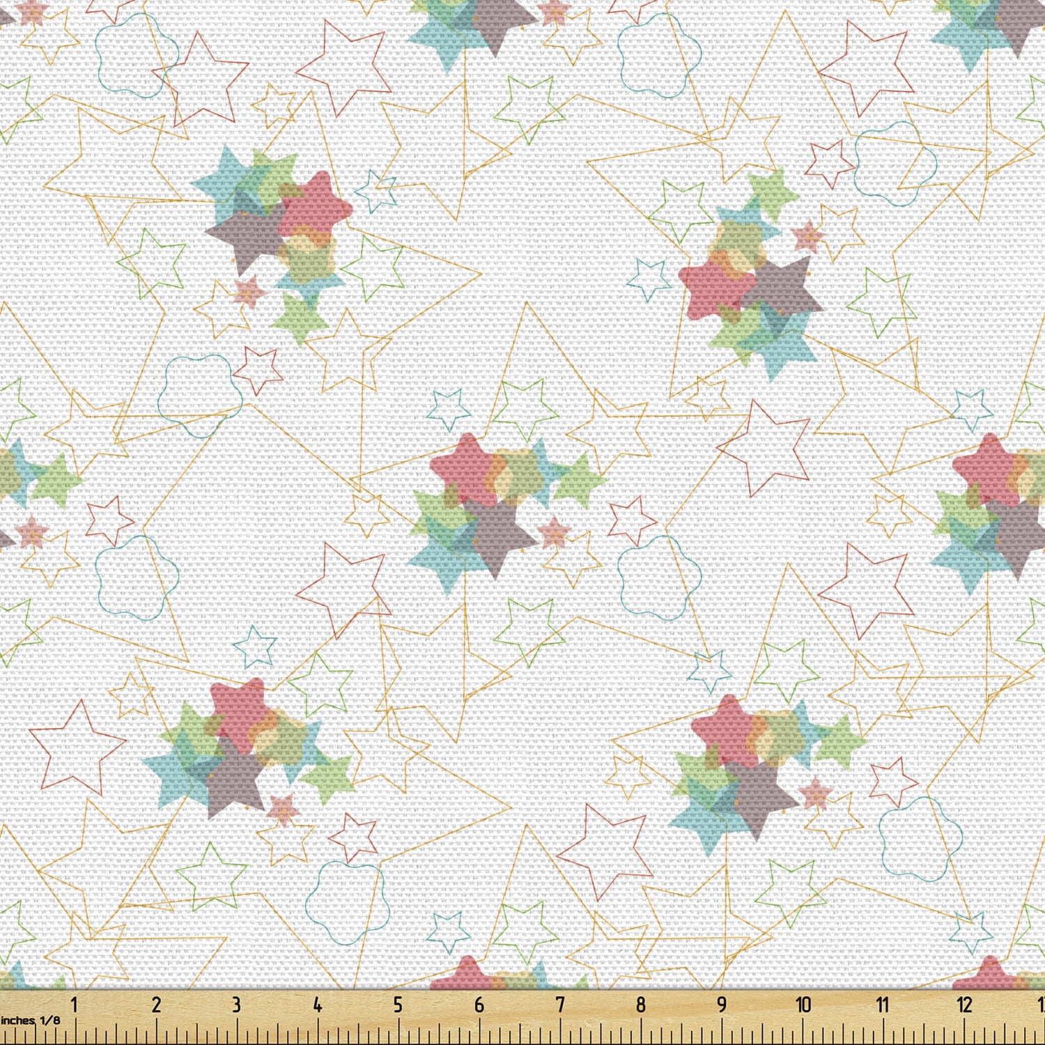 Ambesonne Christmas Fabric by the Yard Upholstery, Geometric Stars ...