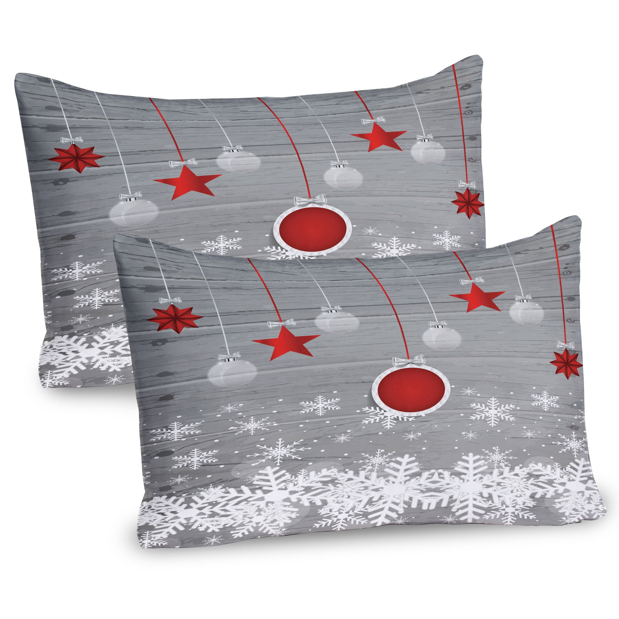 Ambesonne Christmas Pillow Sham 2 Pack, Stars Baubles Snow, 30"x20 ...