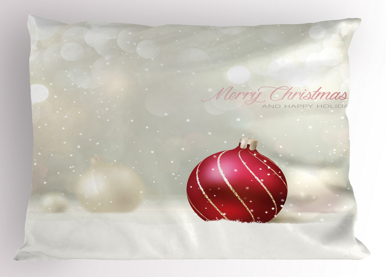 Ambesonne Christmas Pillow Sham, Bauble with Lines, 36" X 20", Ruby ...